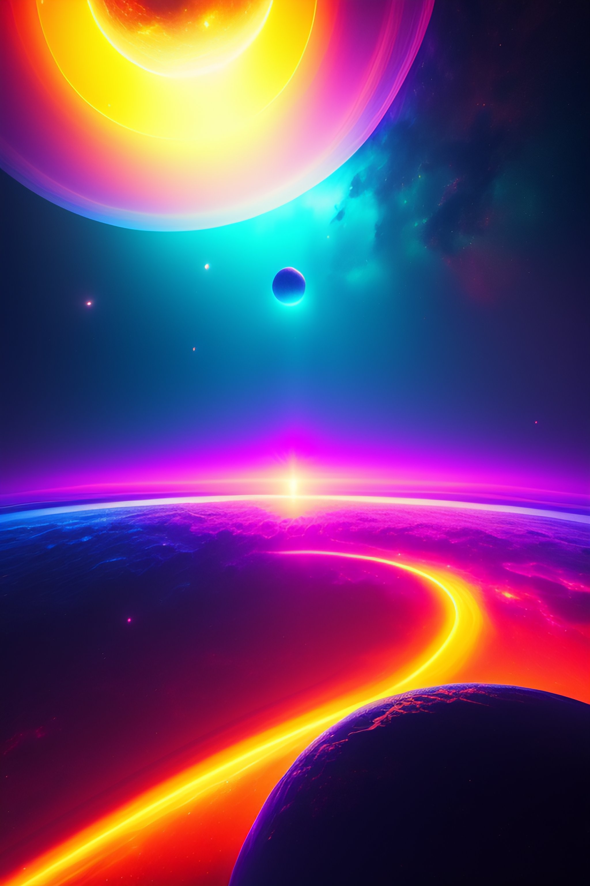 Lexica - Ultra realistic cinematic render of vibrant colorful planet ...
