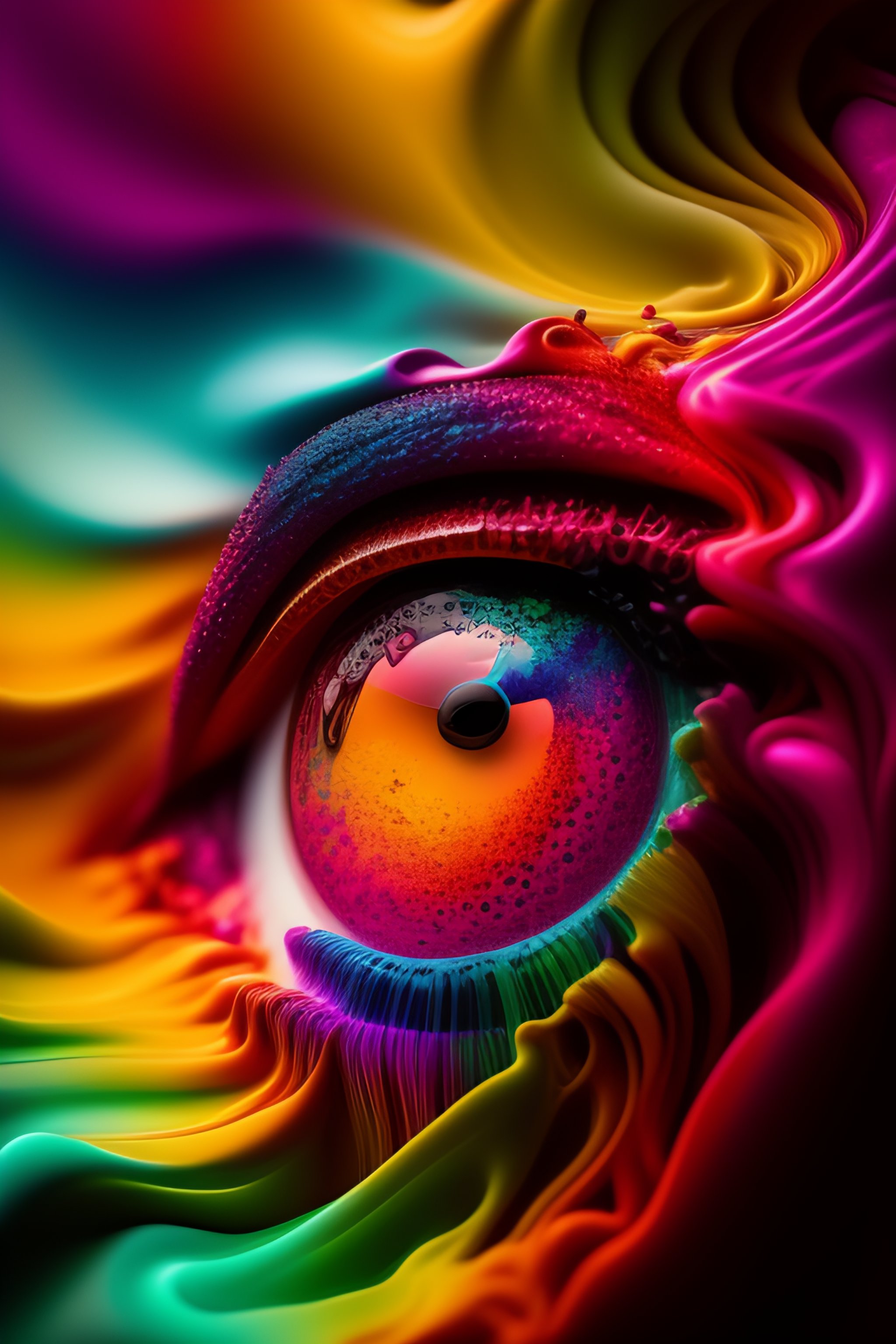 Lexica - Close-up of a hideous monster, estatic, multicolored light ...