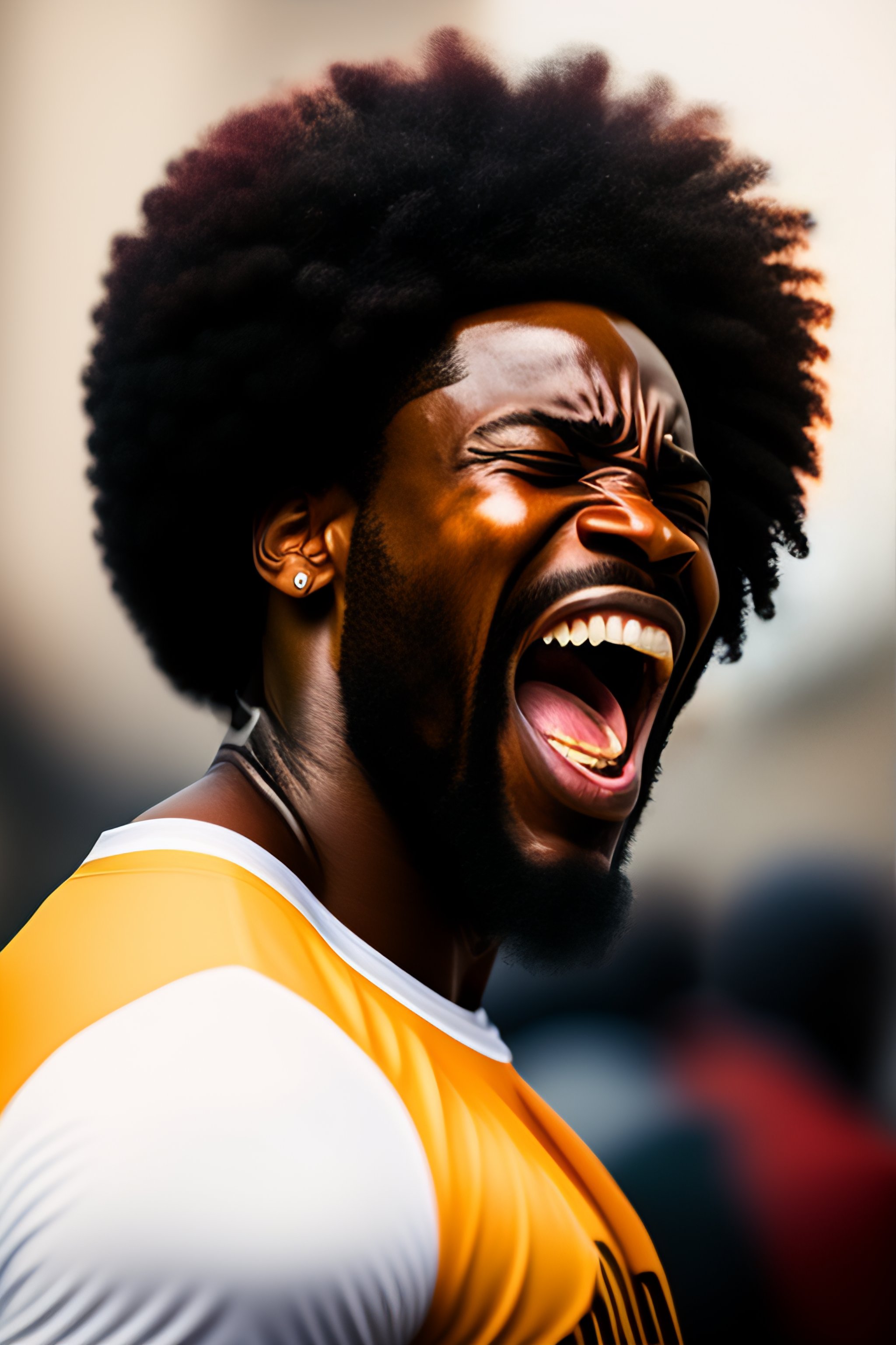 Lexica - Portrait of a afro american man screaming, crying