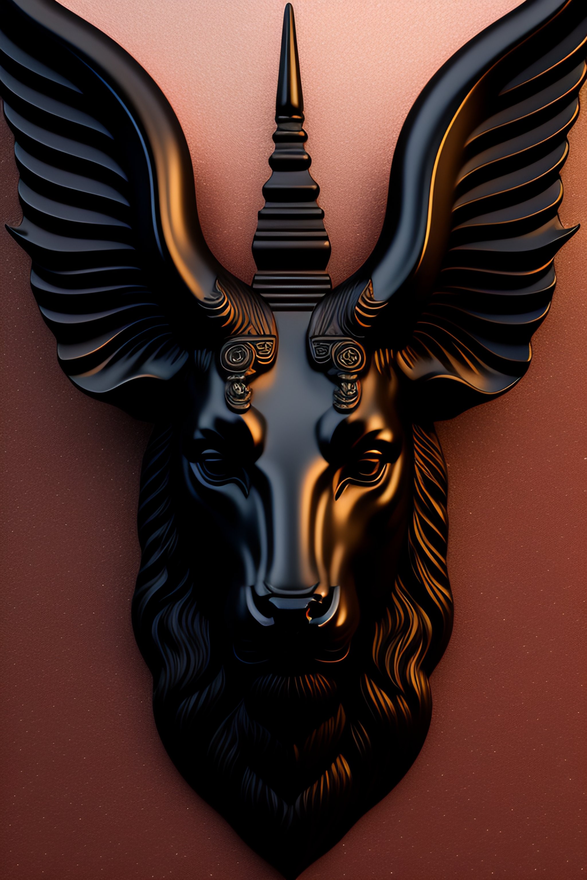 Lexica - Create a carved face of baphomet black and rosegold portrait