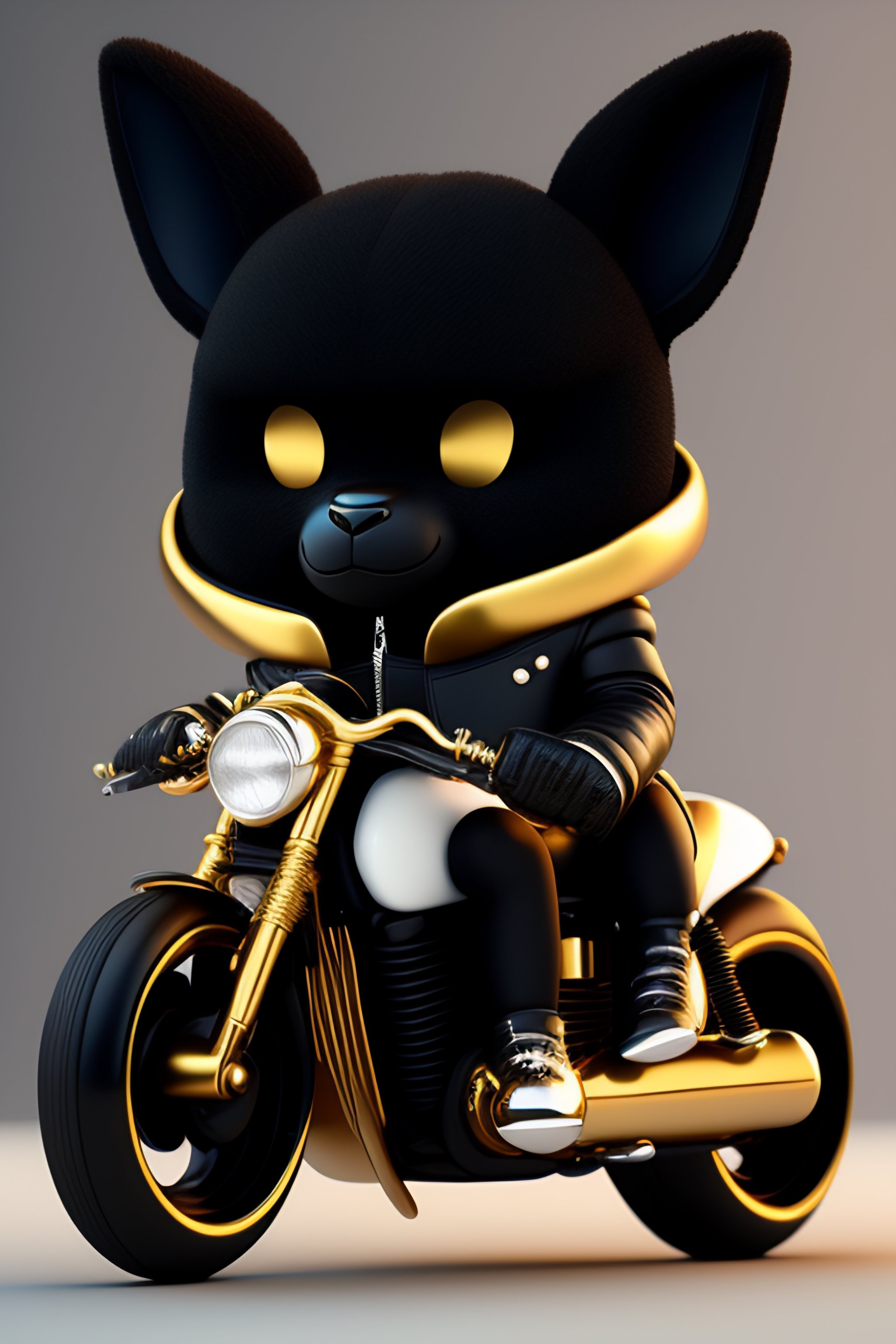 Lexica - Black Humanoid Rabbit with large white eyes leather jacket ...