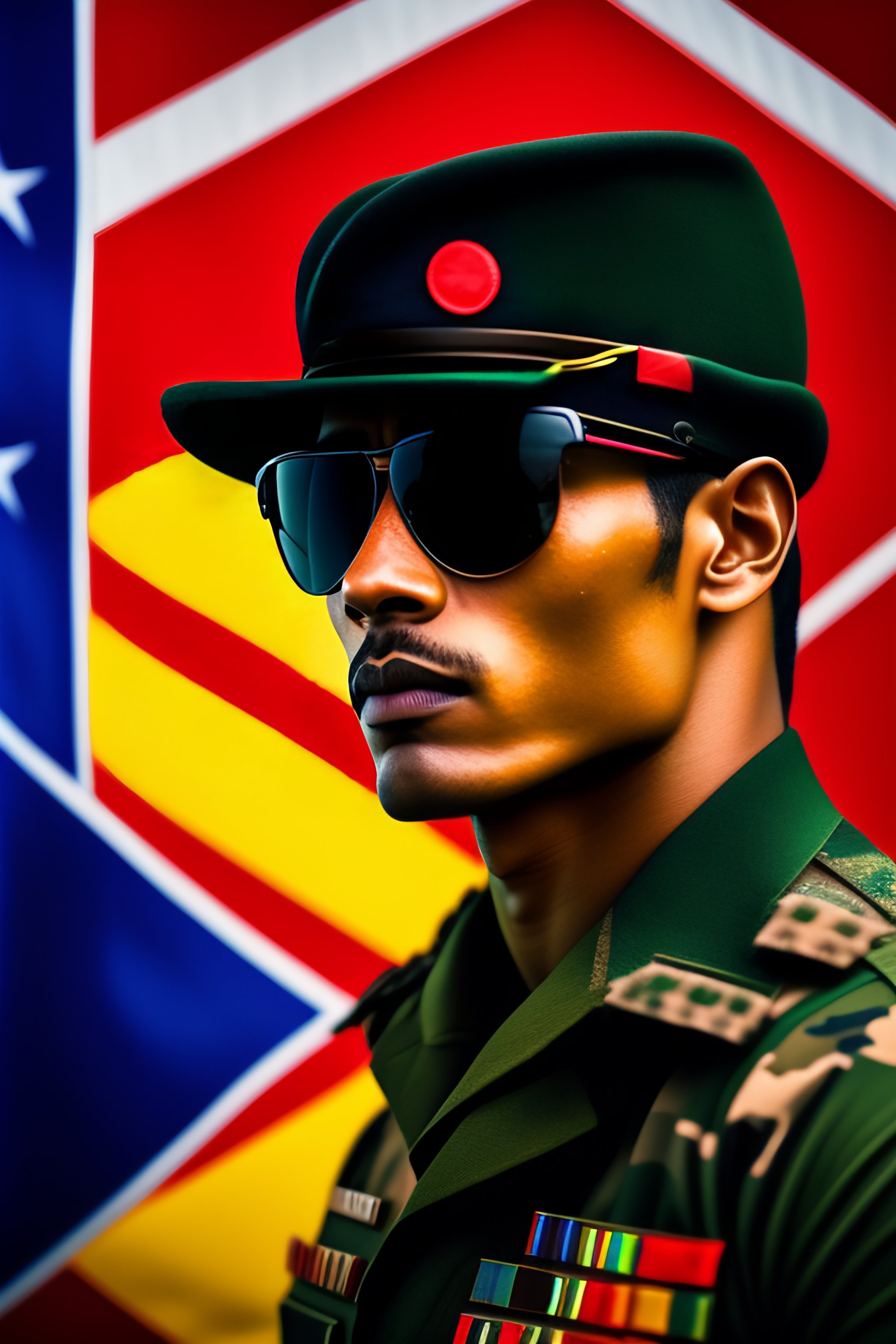 Lexica - An army force man from the future, wearing shades, behind a ...