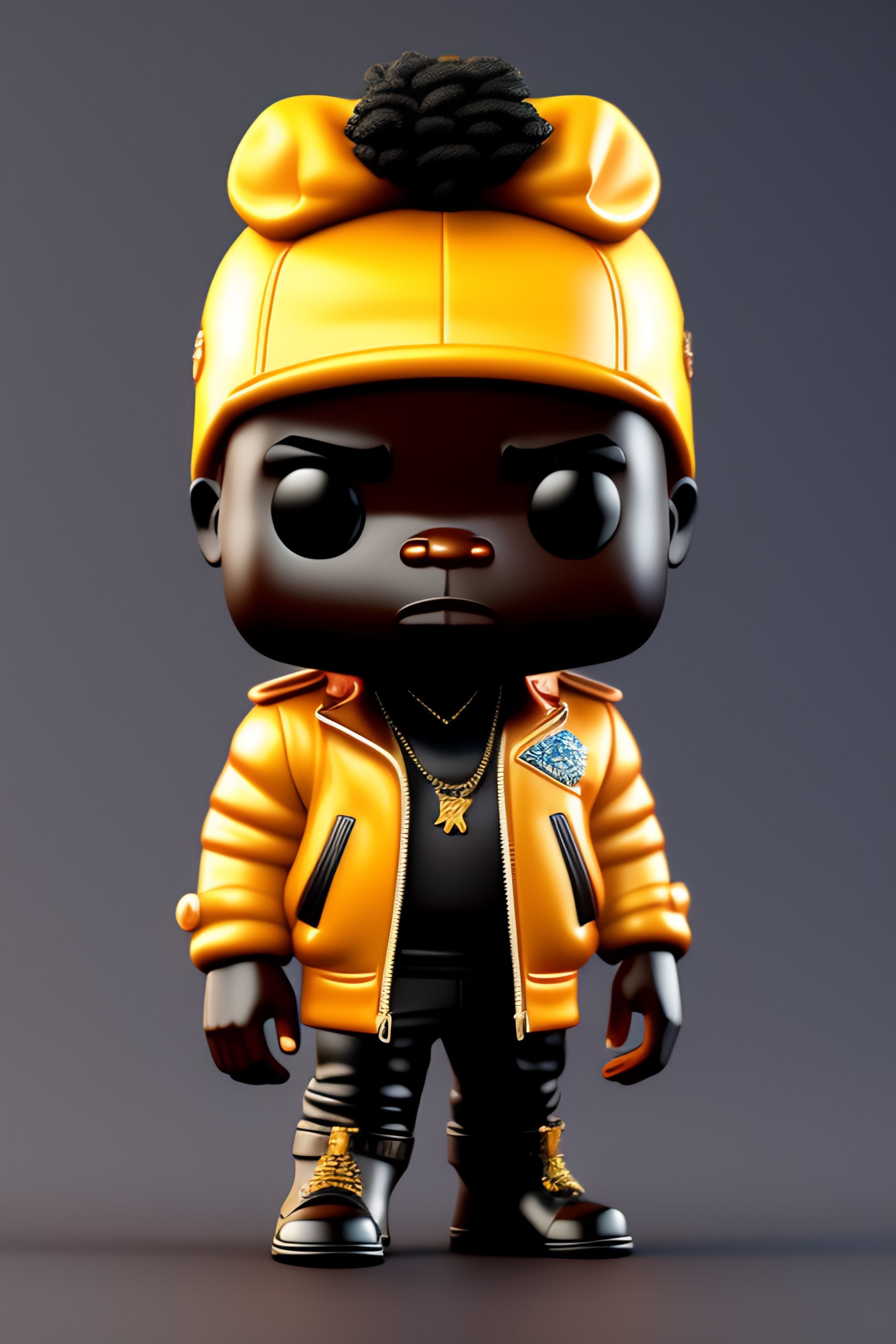Lexica - African brutal character in the jacket, 3d render funko pop ...