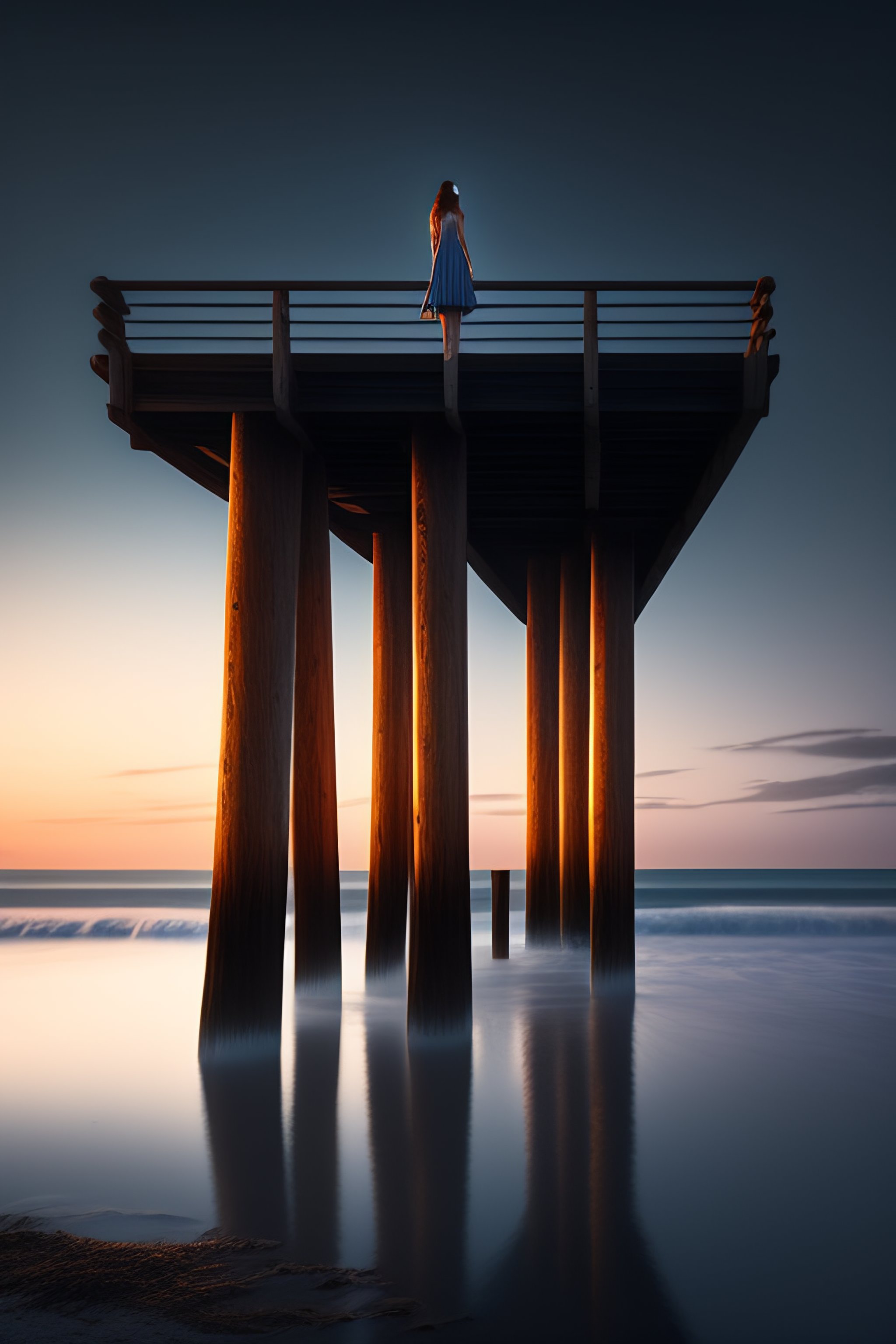 Lexica - Wooden old jetty extending, beautiful tall hottest witch with ...