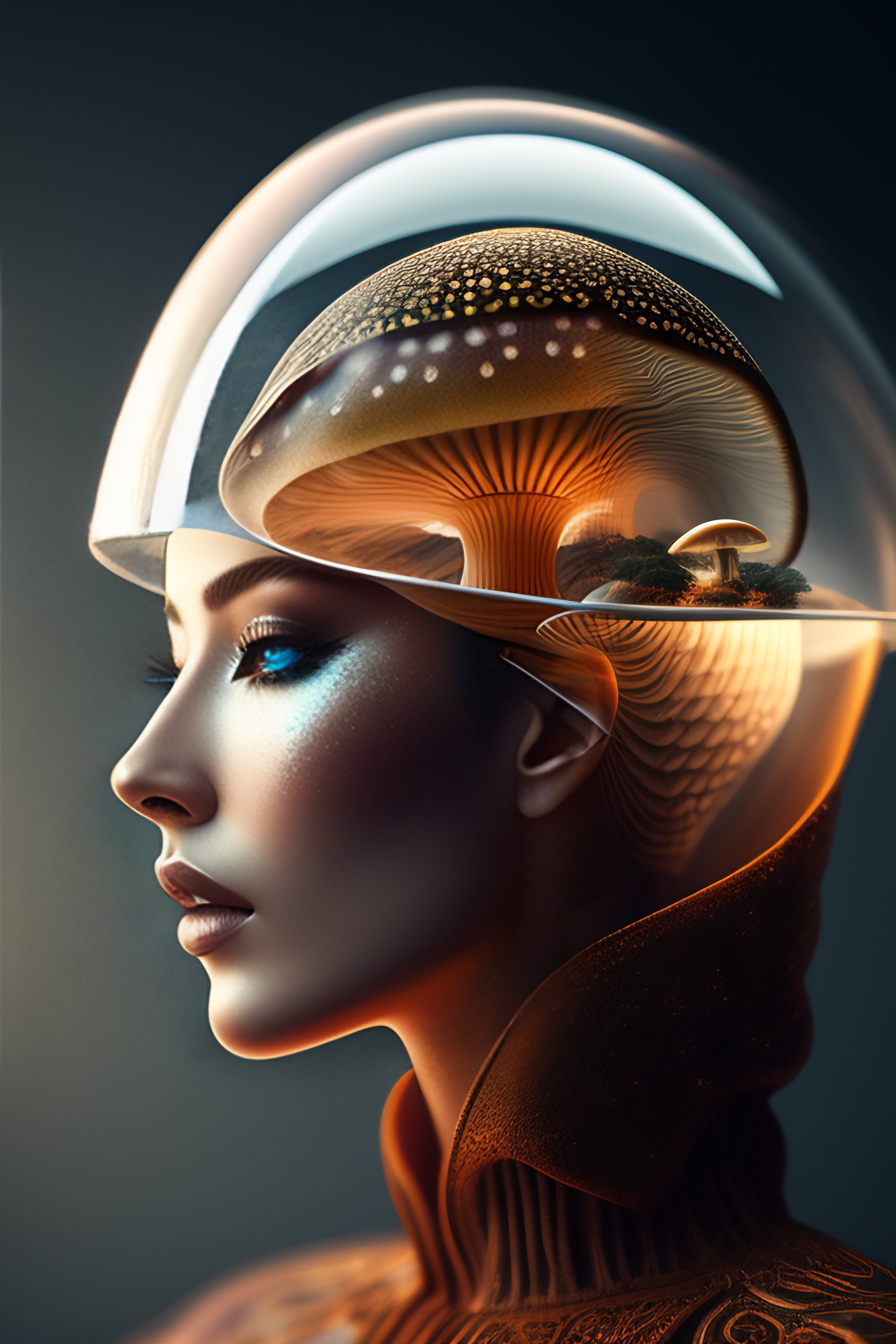 Lexica - Layered transparency of human inside with mushroom hybrid ...