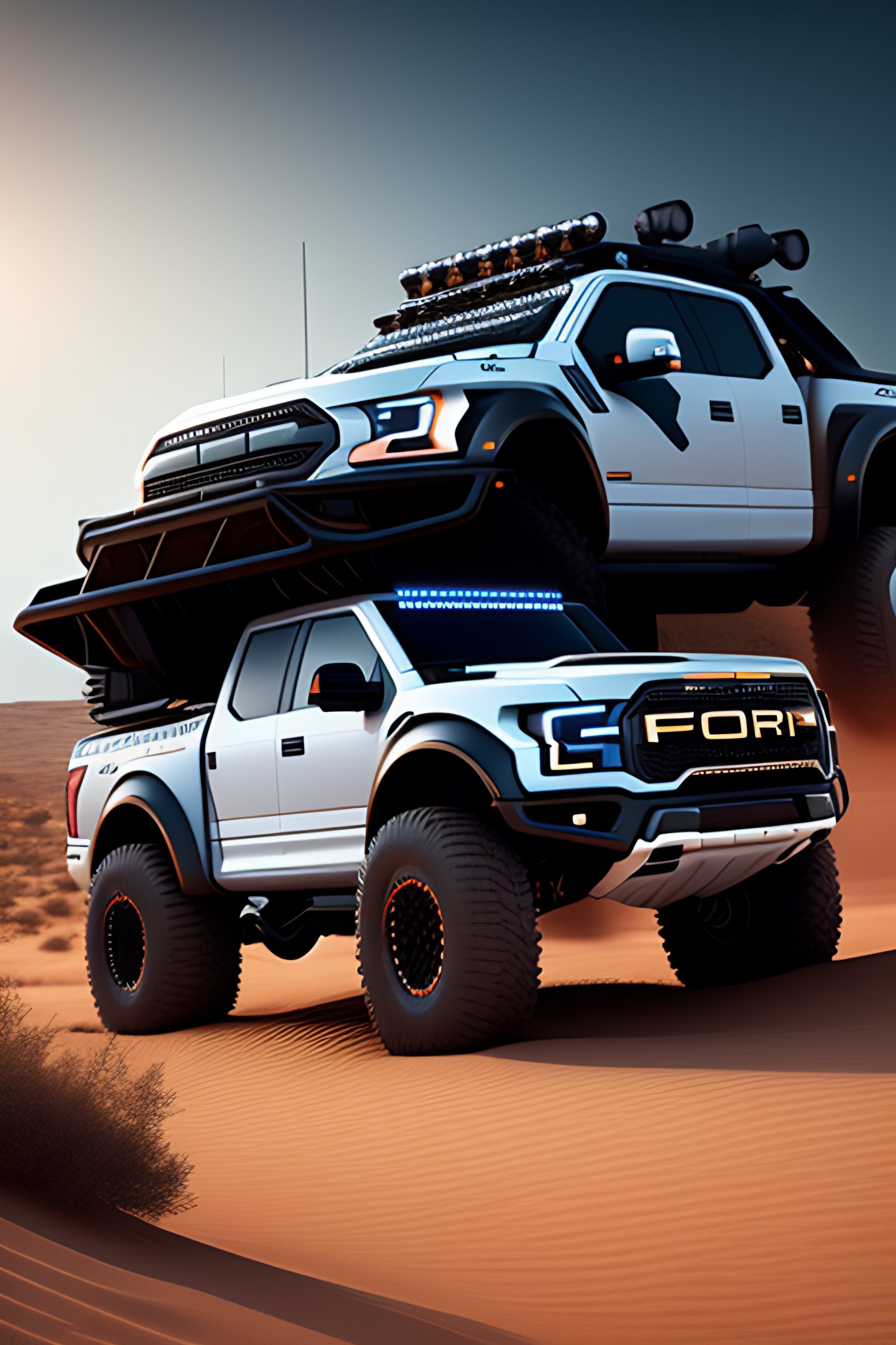 Lexica - Ford raptor, grey, body-kit, futuristic, awesome, guns mounted ...