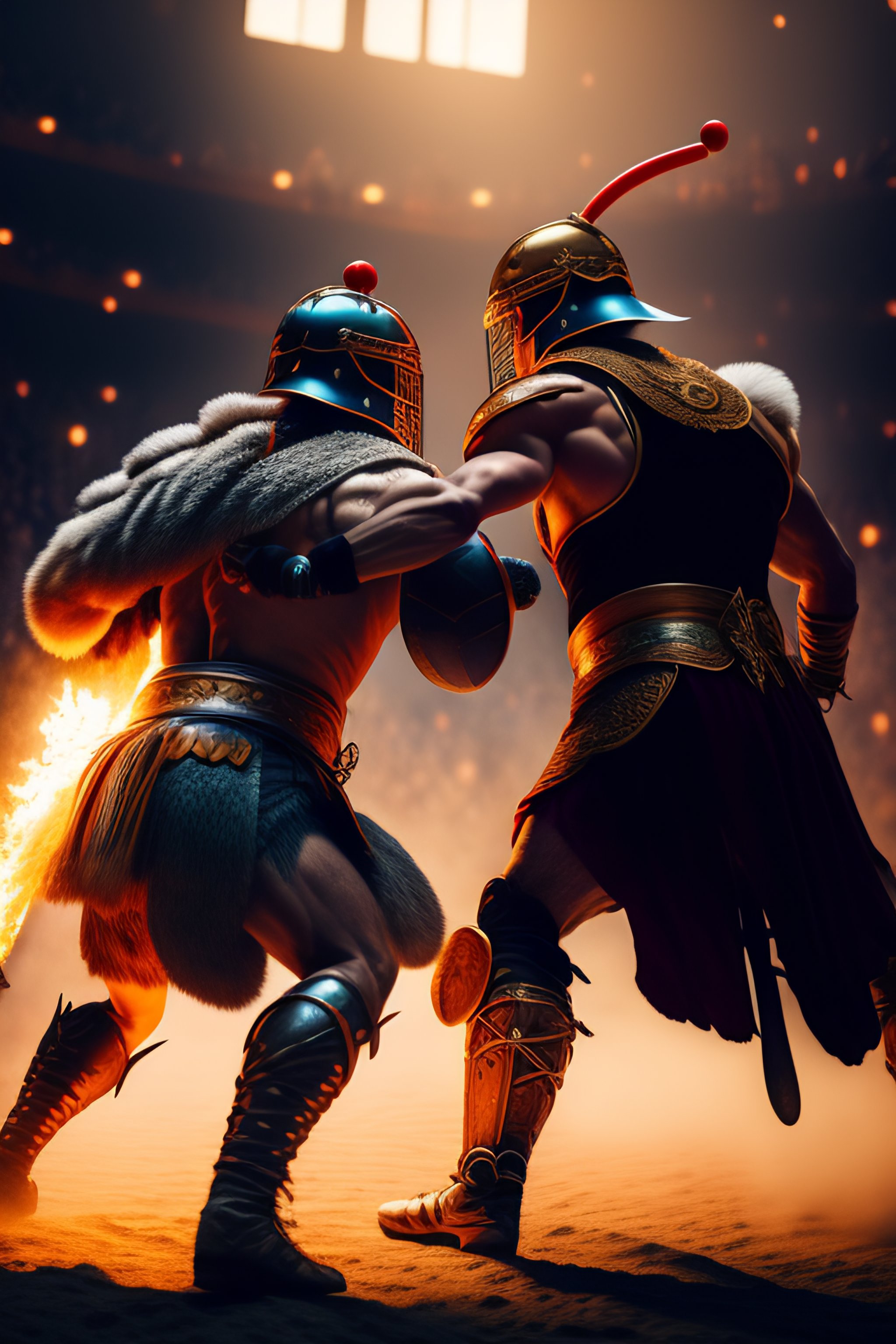 Lexica - Action shot of Gladiator fighting in an arena, cinematic ...