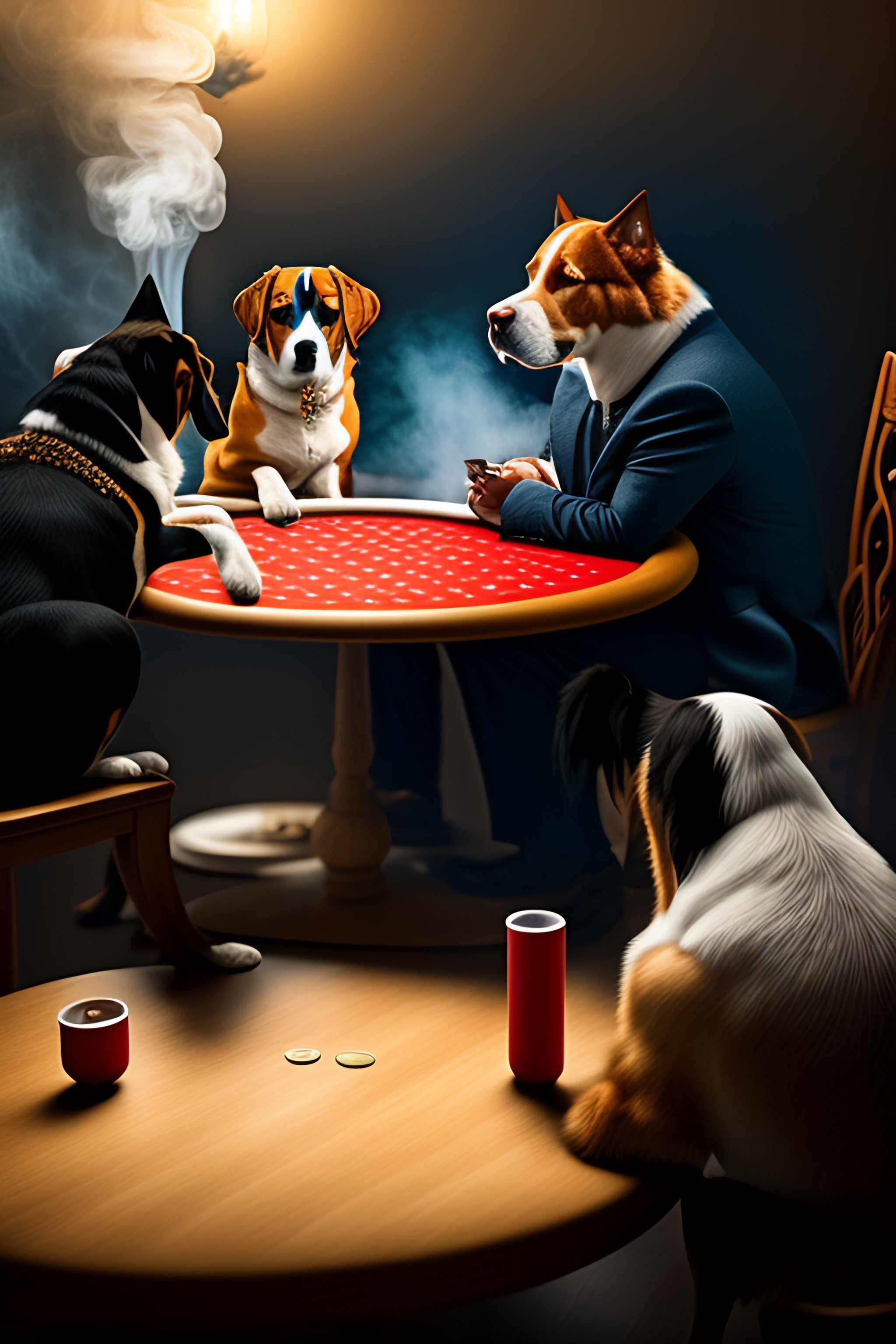 Lexica - Dogs around the table playing cards and smoking