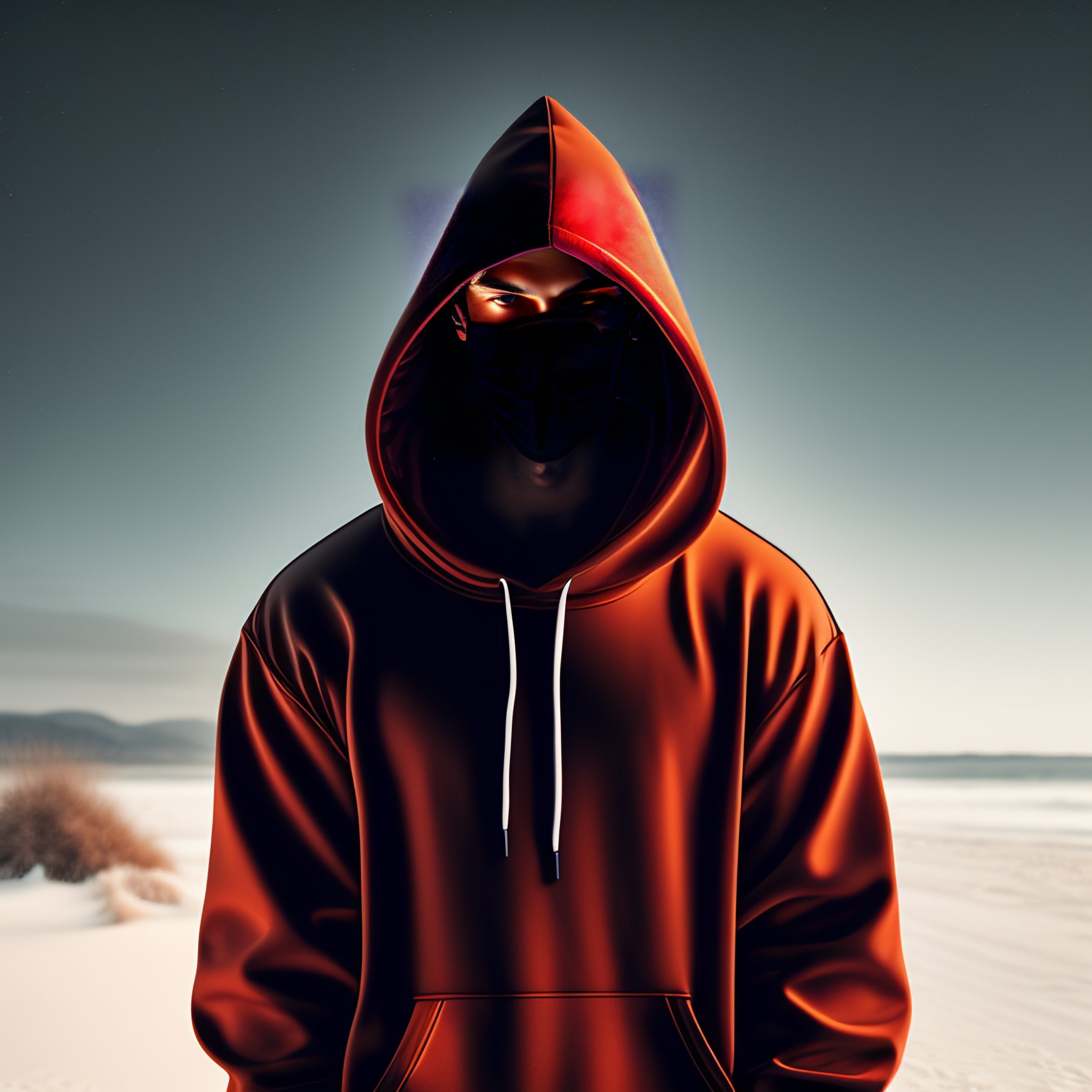 Lexica - A guy in a sweatshirt with a hood, standing with his back, but ...