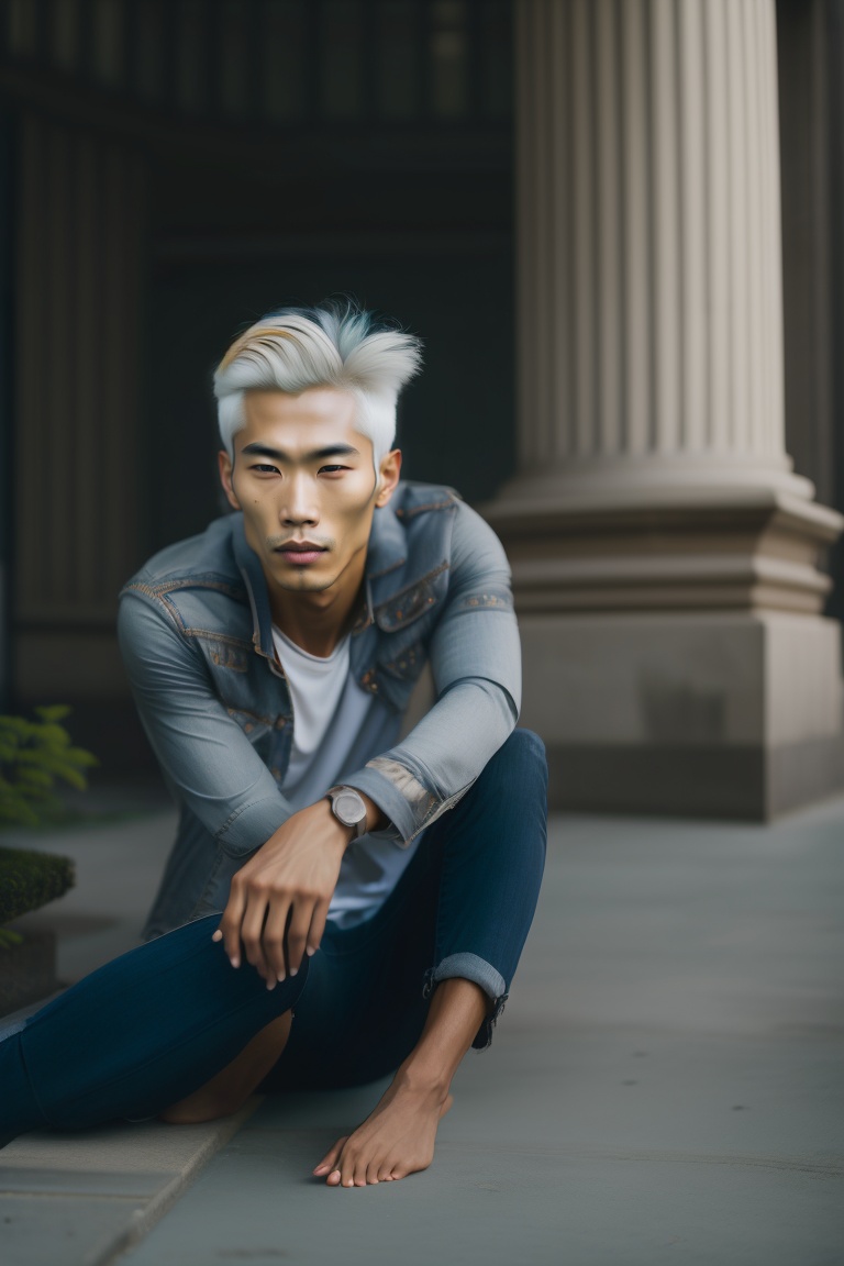 Lexica - Portrait of haute couture male southeast asian with pale white ...