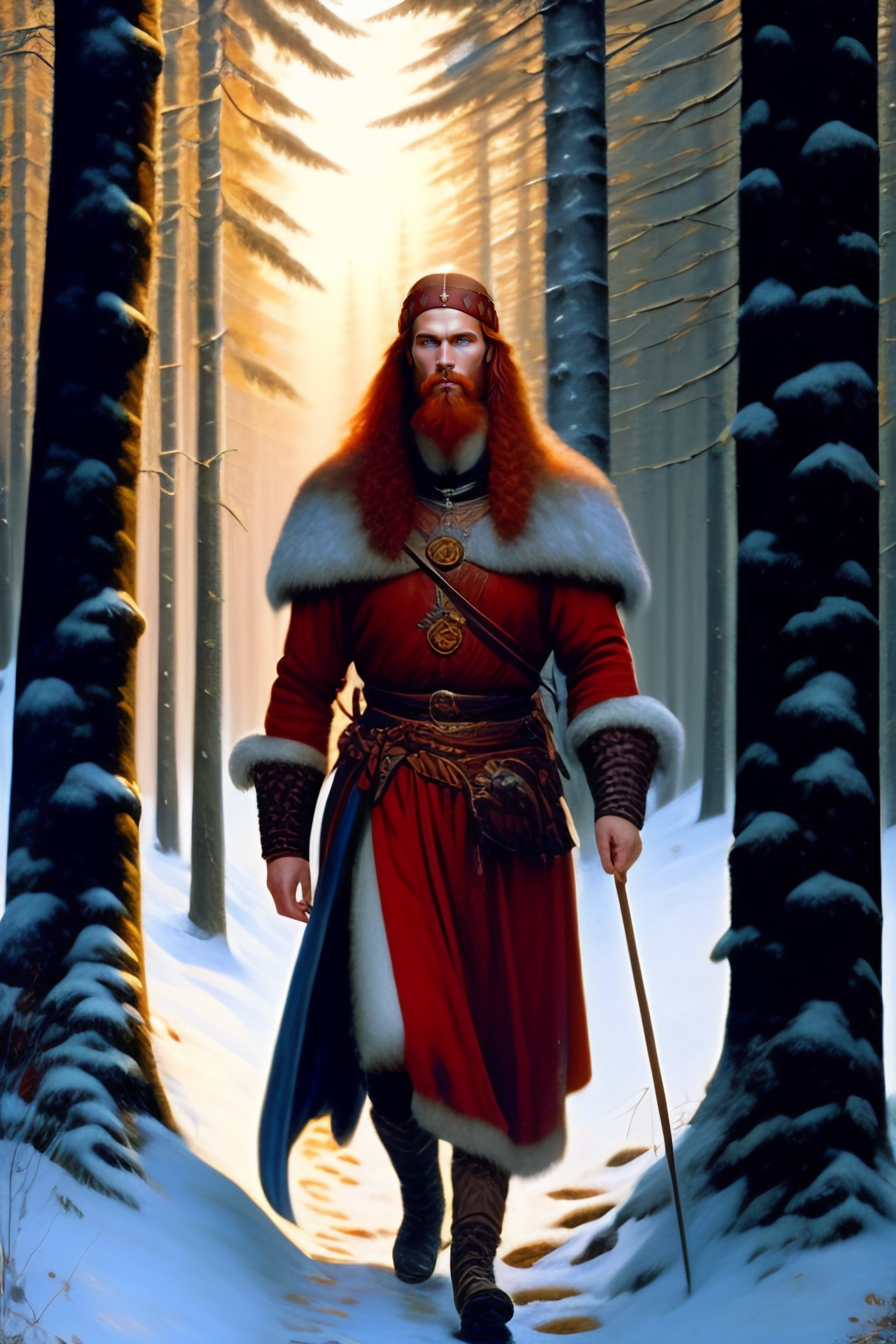 Lexica - Warrior red head man, woolen torso in medieval clothes ...