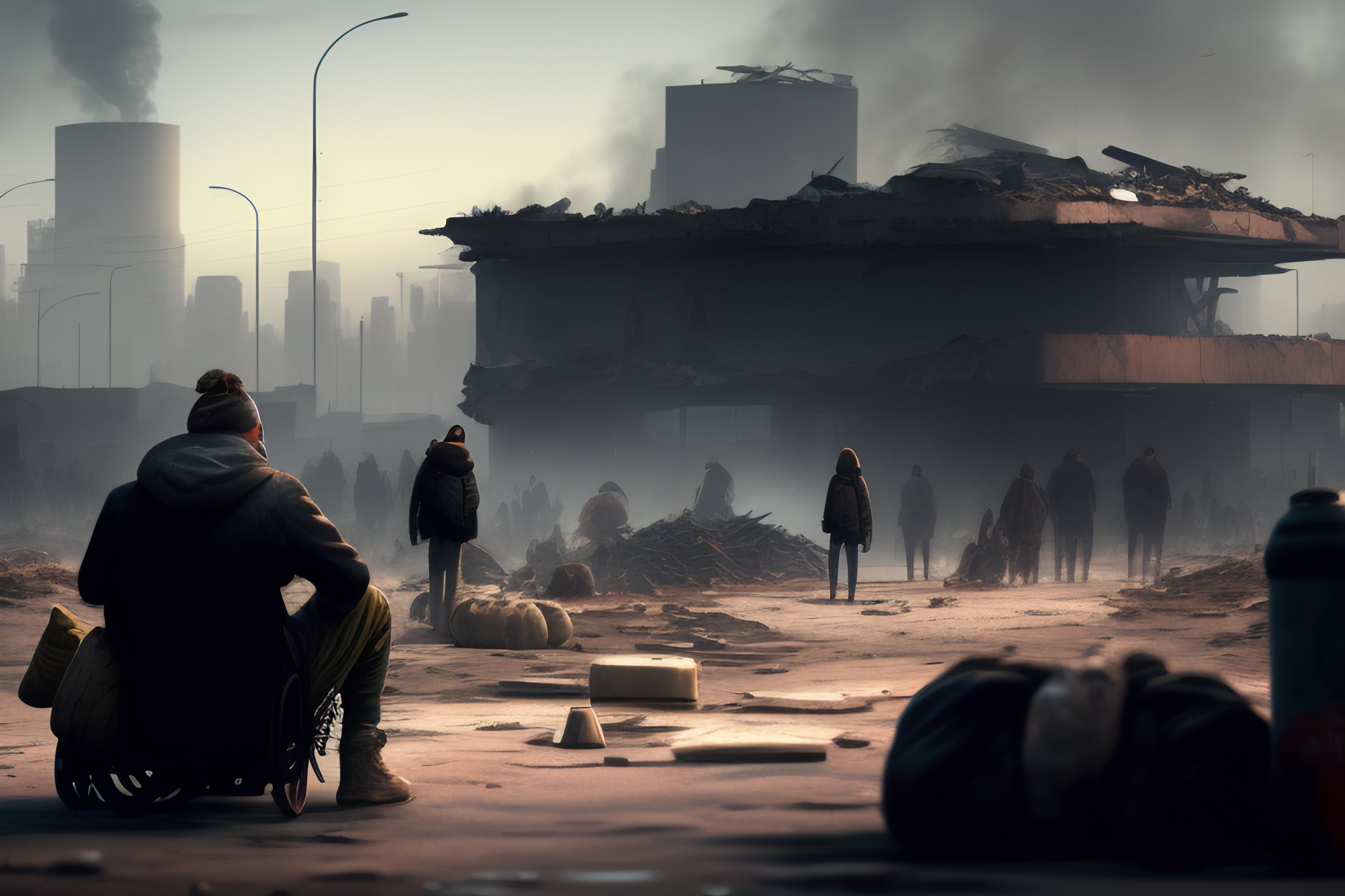 Lexica - A post-apocalyptic scene in a big city. The streets are ...