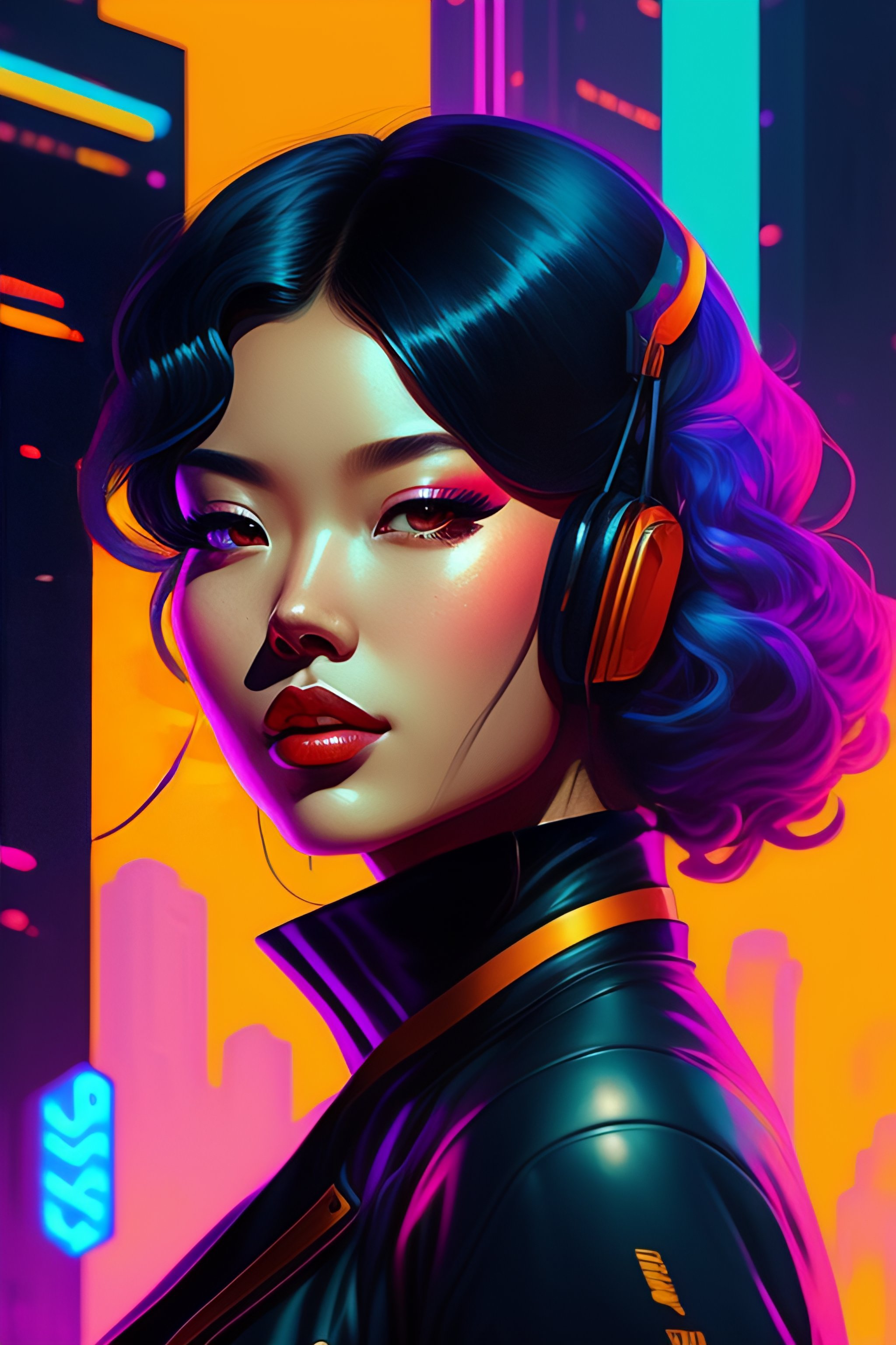 Lexica - A colorful comic noir illustration painting of a cyberpunk ...