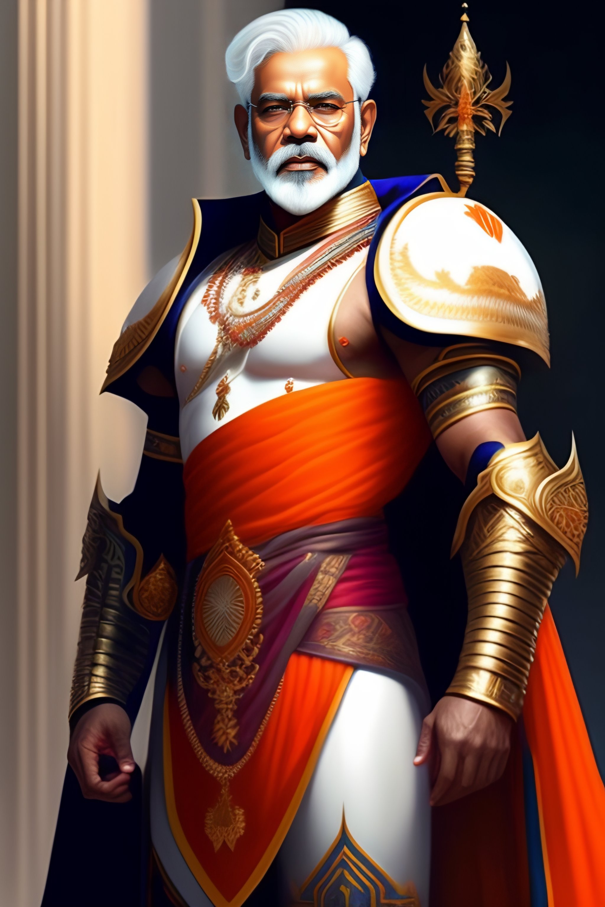 Lexica - Full body portrait of narendra modi goth cyborg with white ...