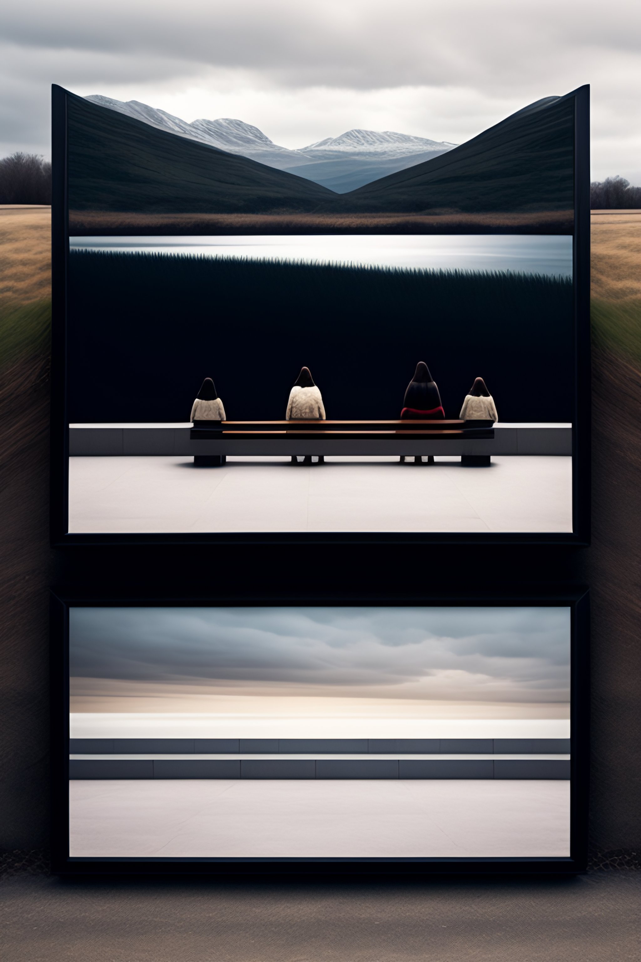 Lexica - Steven meisel landscape photography, two women on a bench ...