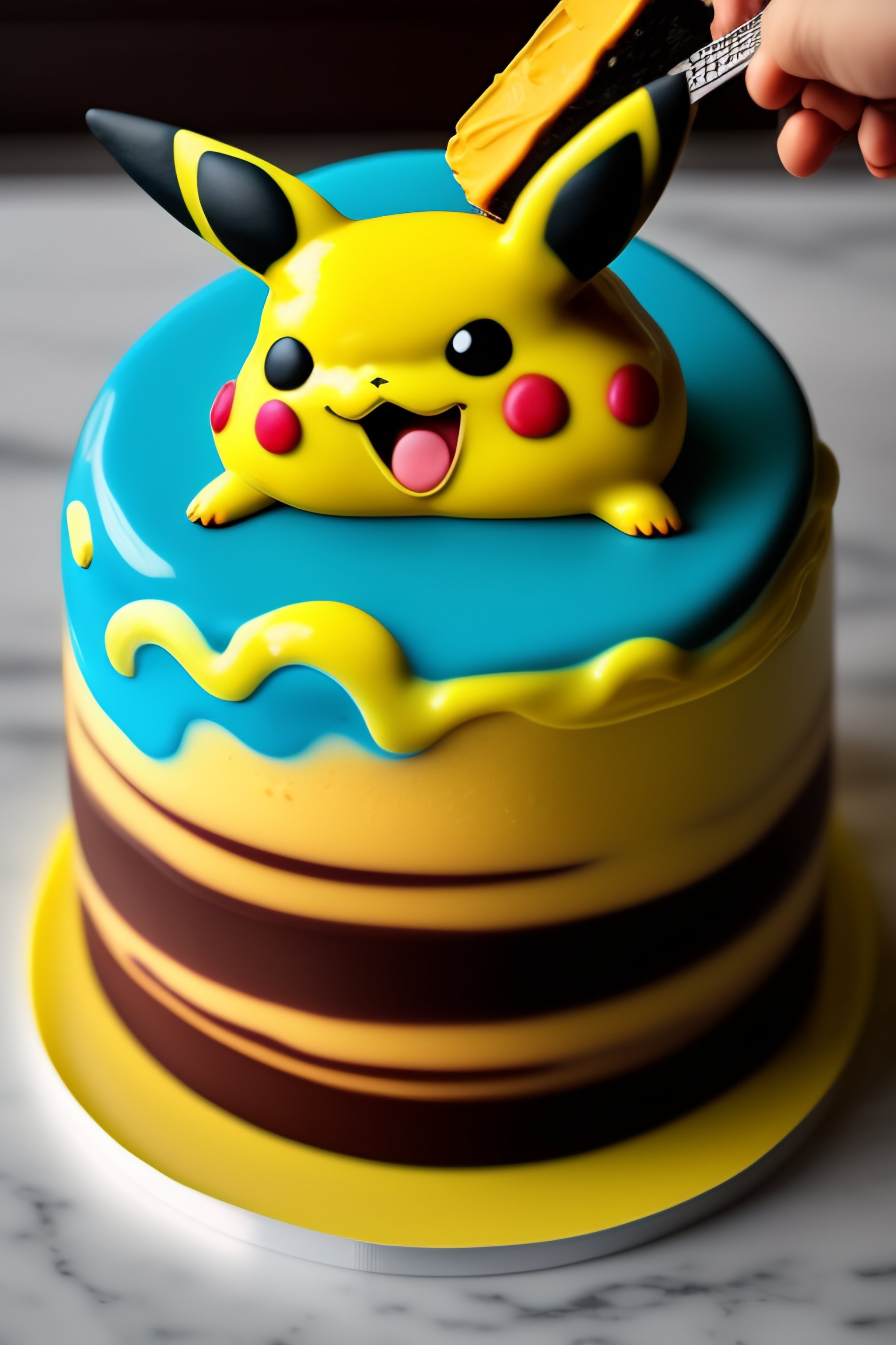 Lexica - Pikachu attacking a chocolate cake with an electric attack ...