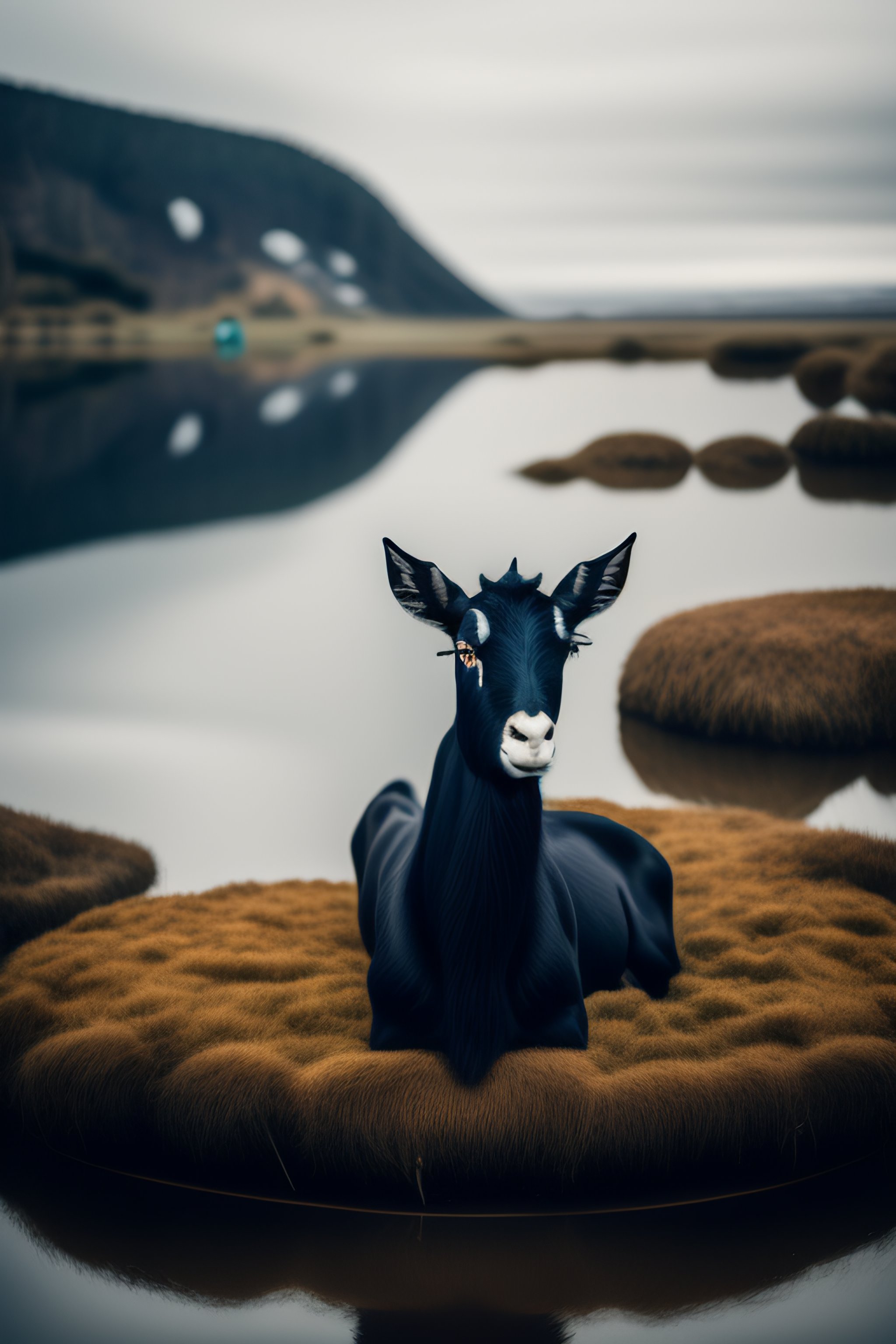 Lexica - Vintage photography of million of black goats floating