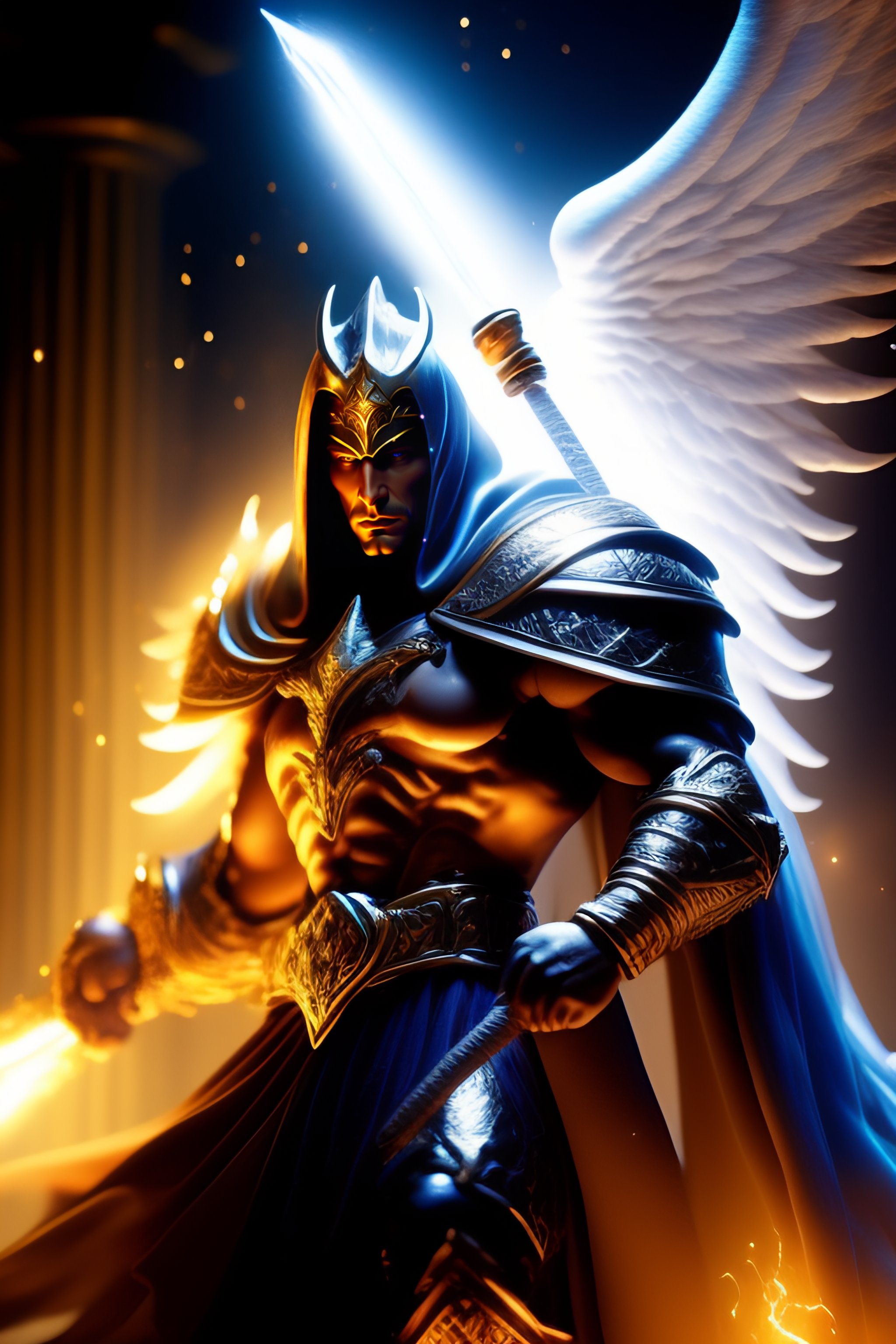 Lexica - Angel Tyrael from Diablo 2, wielding a whip imbued with light ...