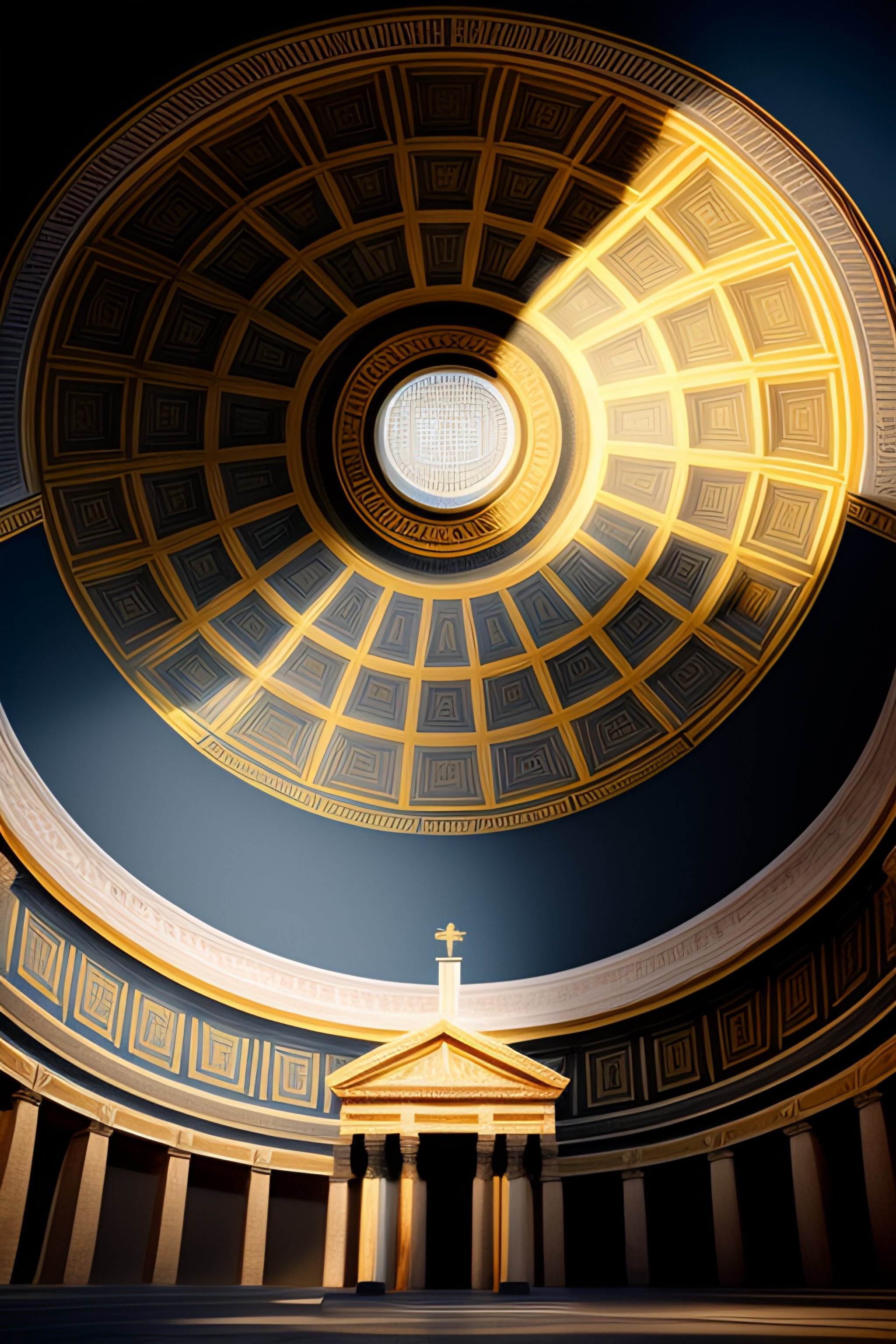 Lexica - Circular Icon of Rome's Pantheon in a three-dimensional style