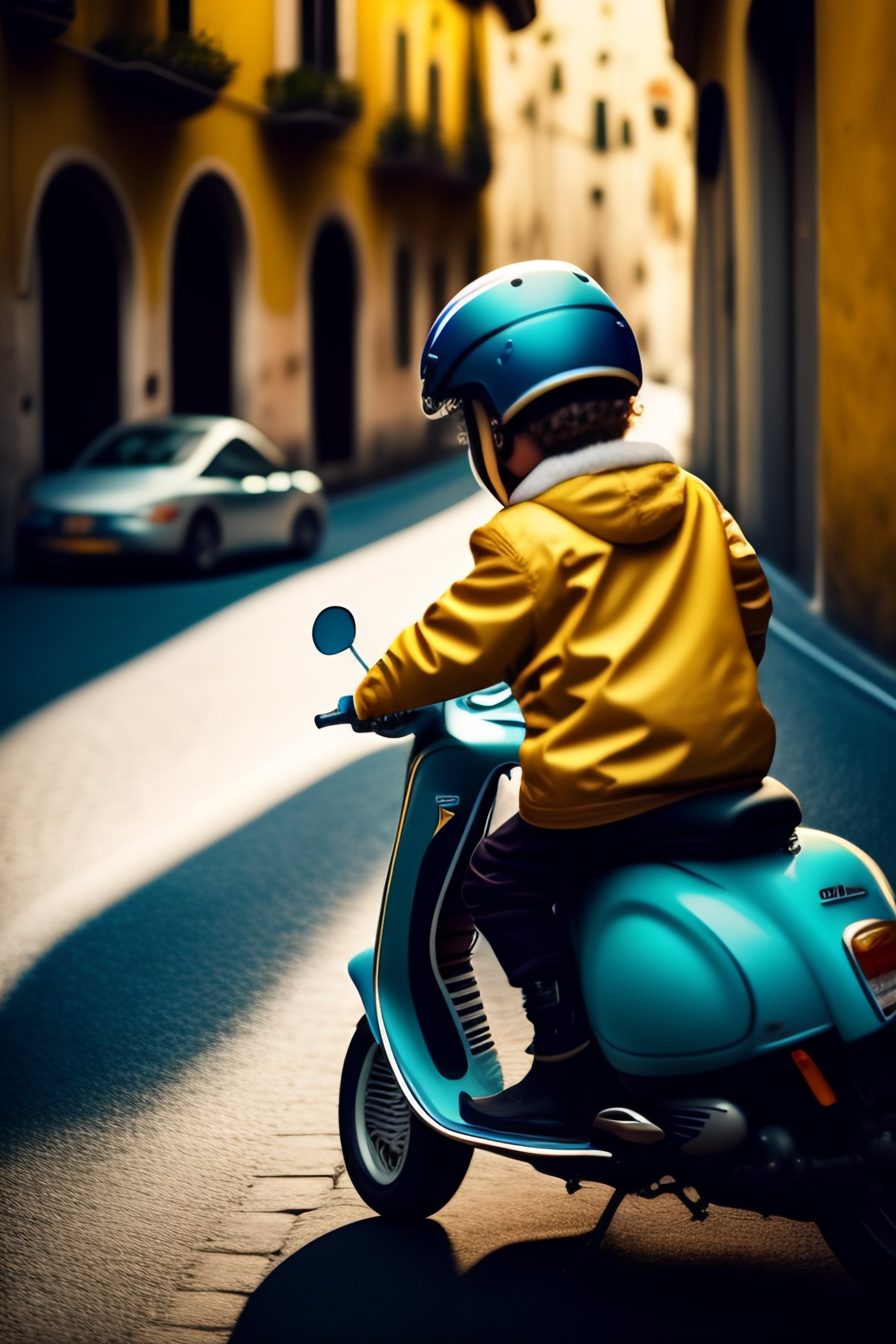 Lexica - Boy on vespa in italy with number plate LUCA