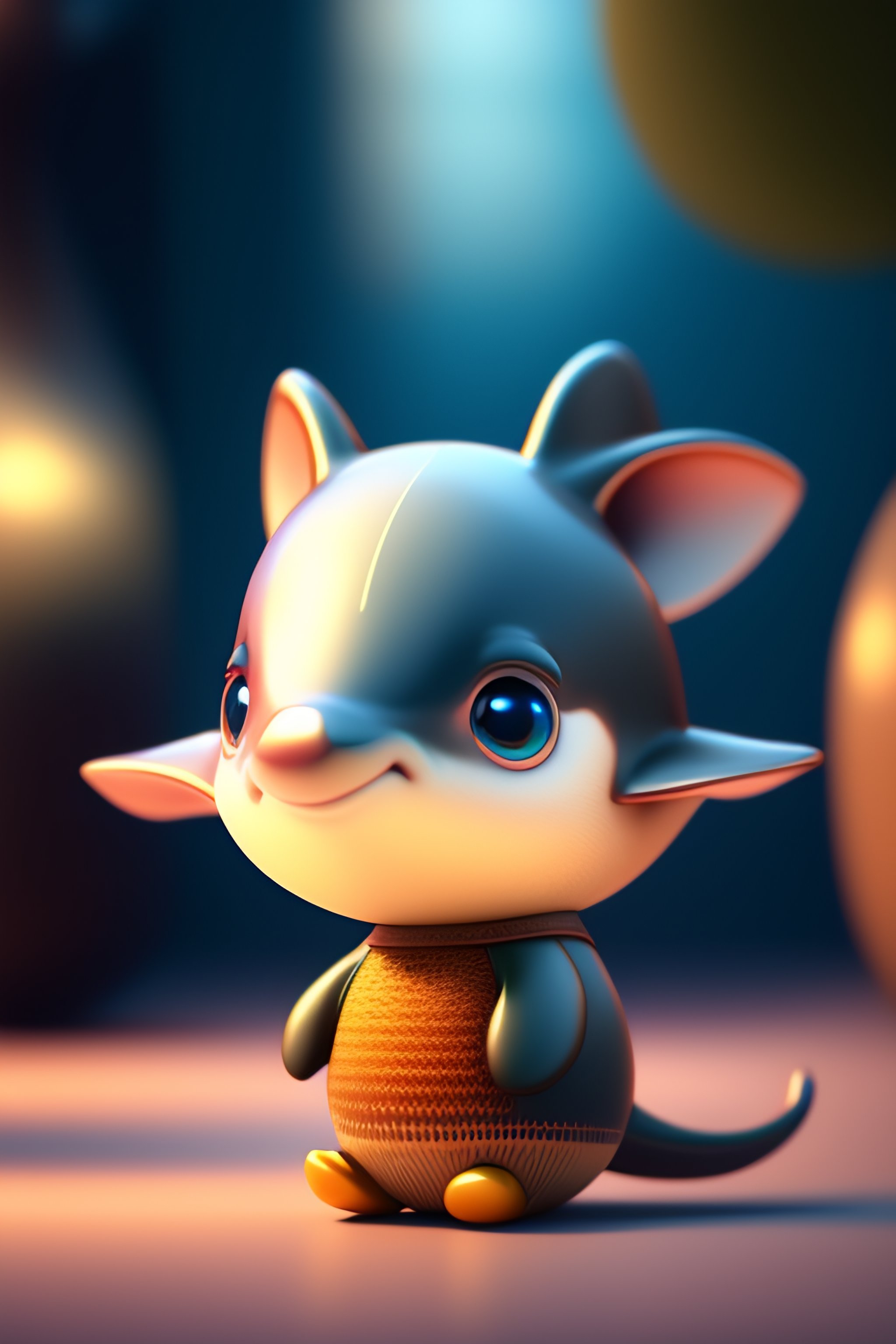 Lexica - Cute small baby dolphin, cartoon, unreal engine, cozy indoor ...