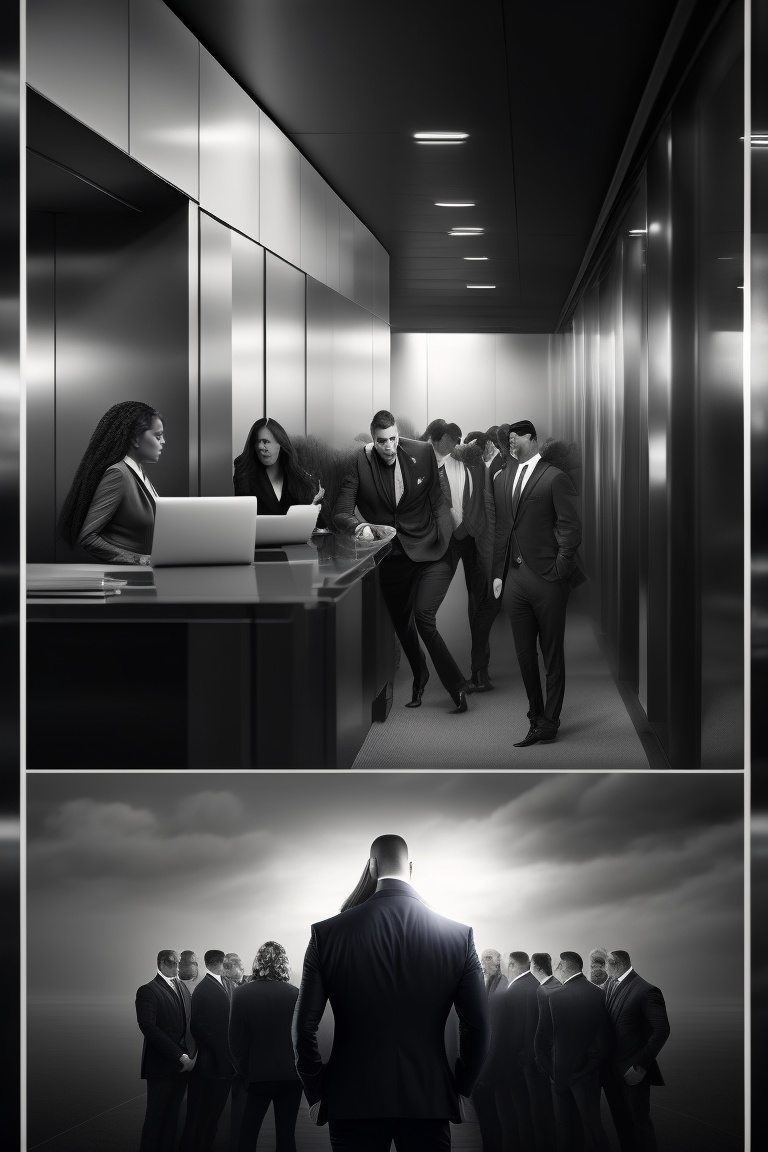 Lexica - An image showcasing employees in a tense or dangerous ...