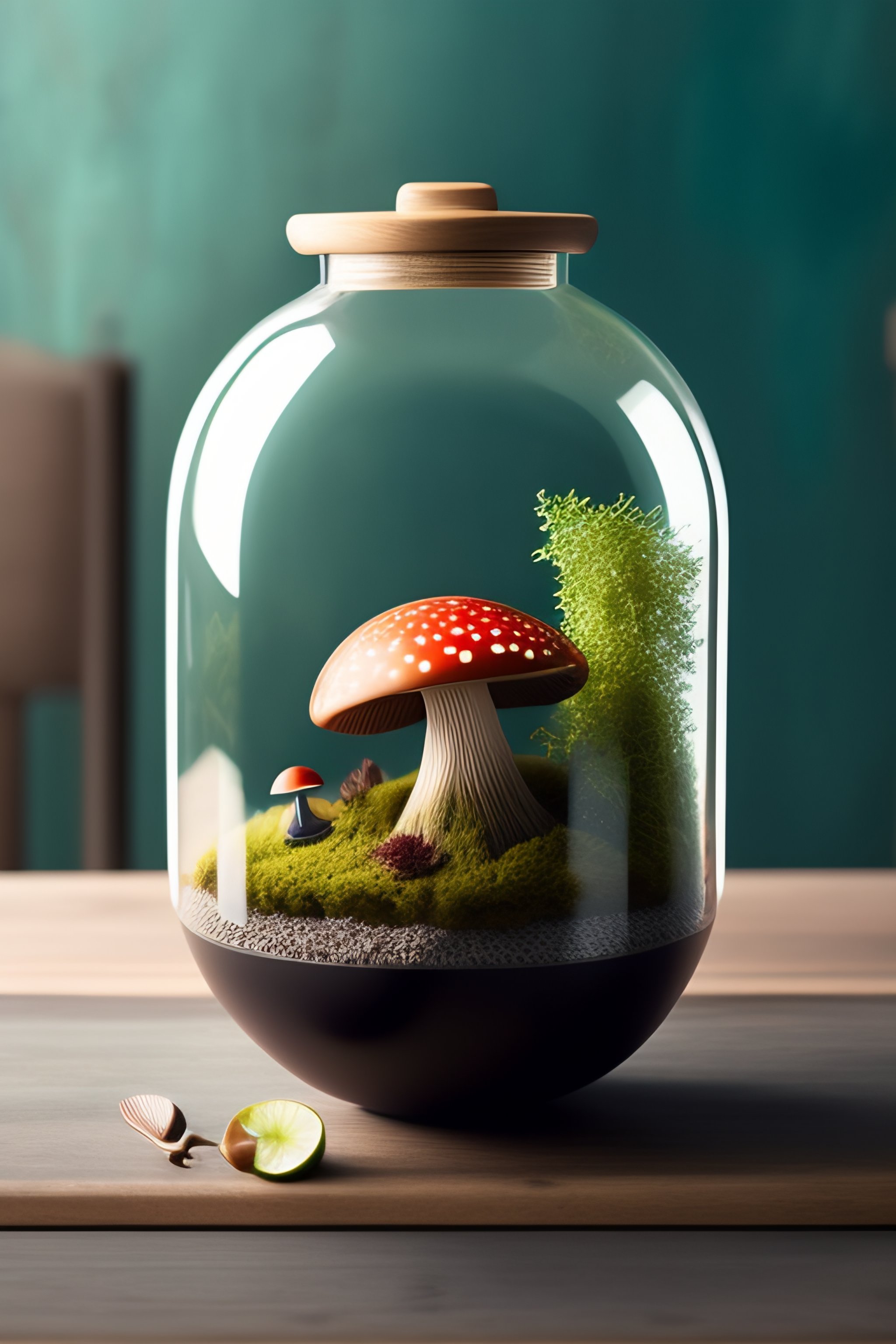 Lexica - Cute terrarium with a little mushroom