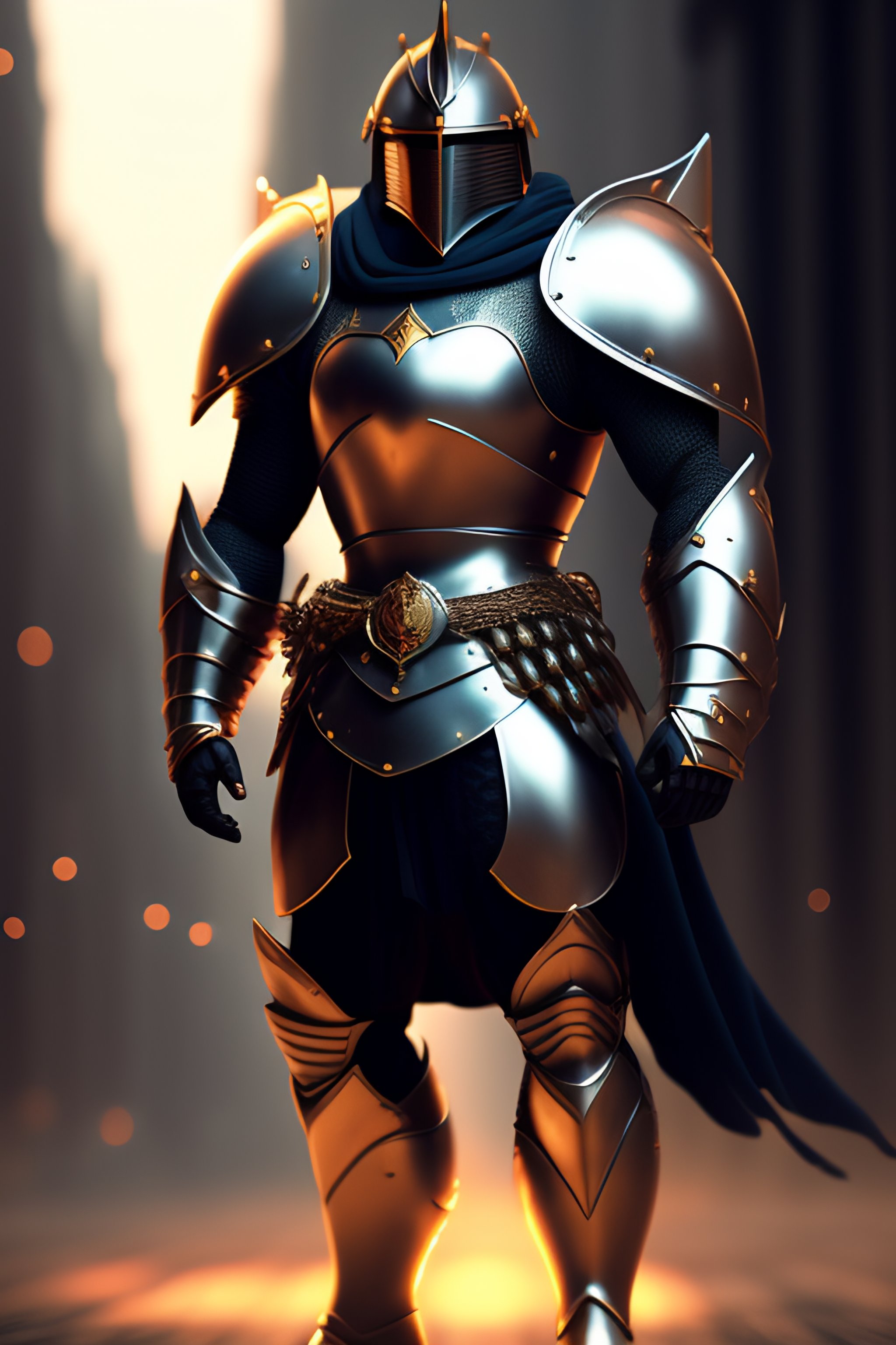 Lexica - Medieval knight with futuristic armor and electronic gadgets