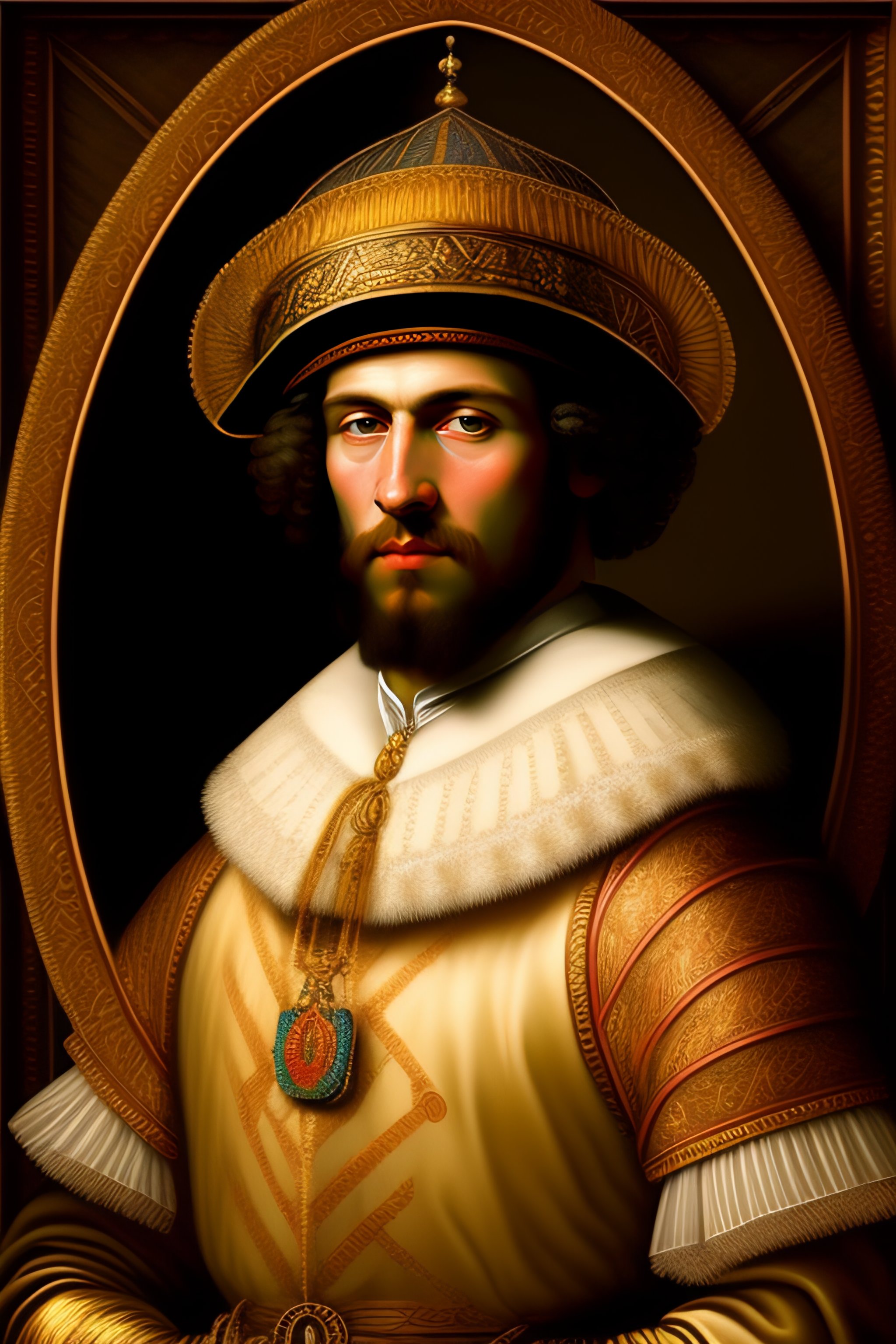 Lexica - A medieval portrait of a chad highly detailed style of Rembrandt