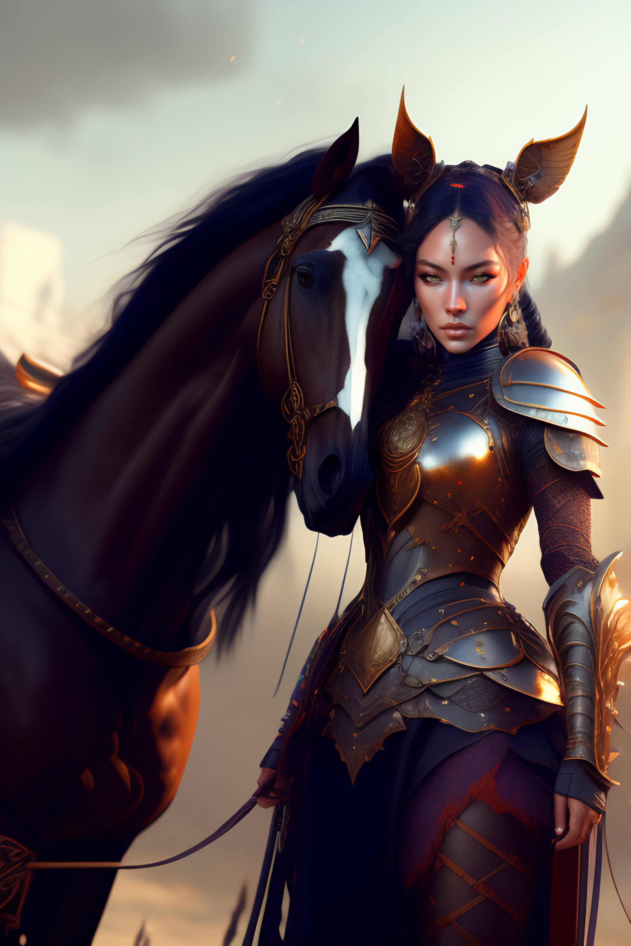 Lexica - Portrait of two women full body metal medieval armor walkyrie ...