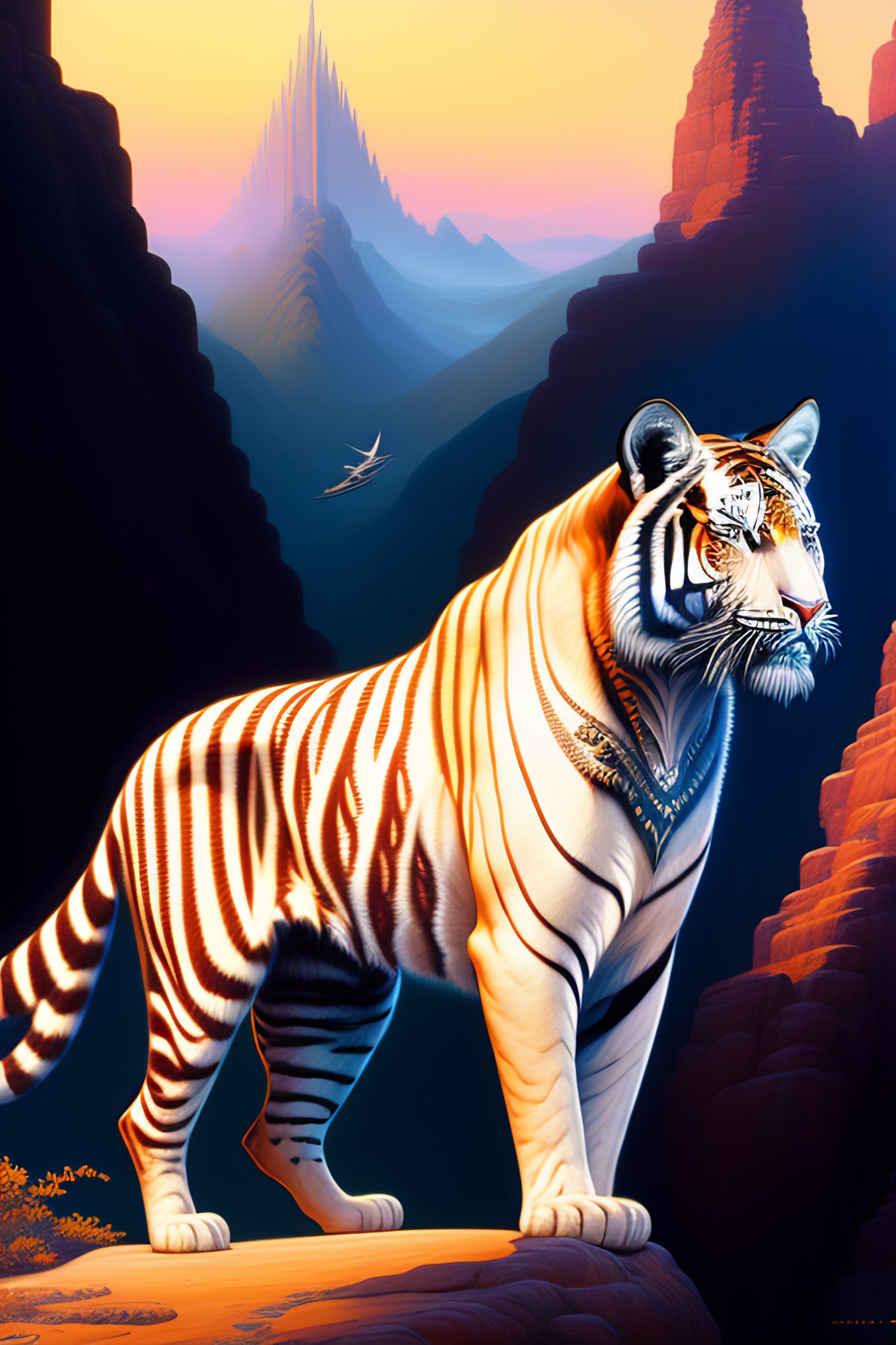 Lexica - A full - body white tiger, wisdom, scrollwork + rococco ...