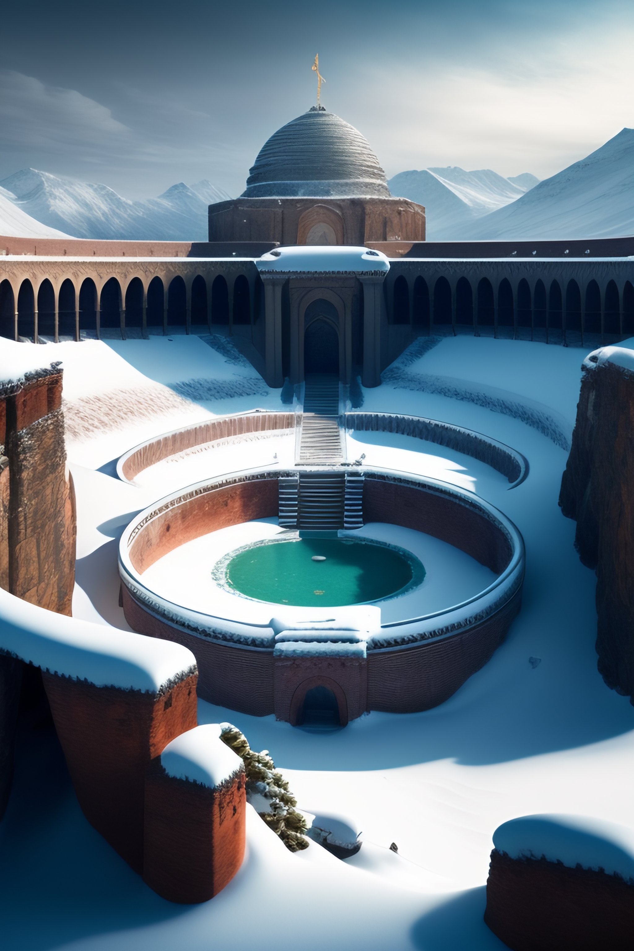 Lexica - Fantasy, beautiful, artistic, snowy roman gladiator arena atop ...