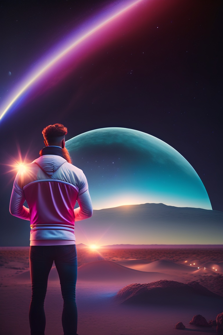 Lexica - A Mass Effet Andromeda men in front of a world, 8K, cinematic ...