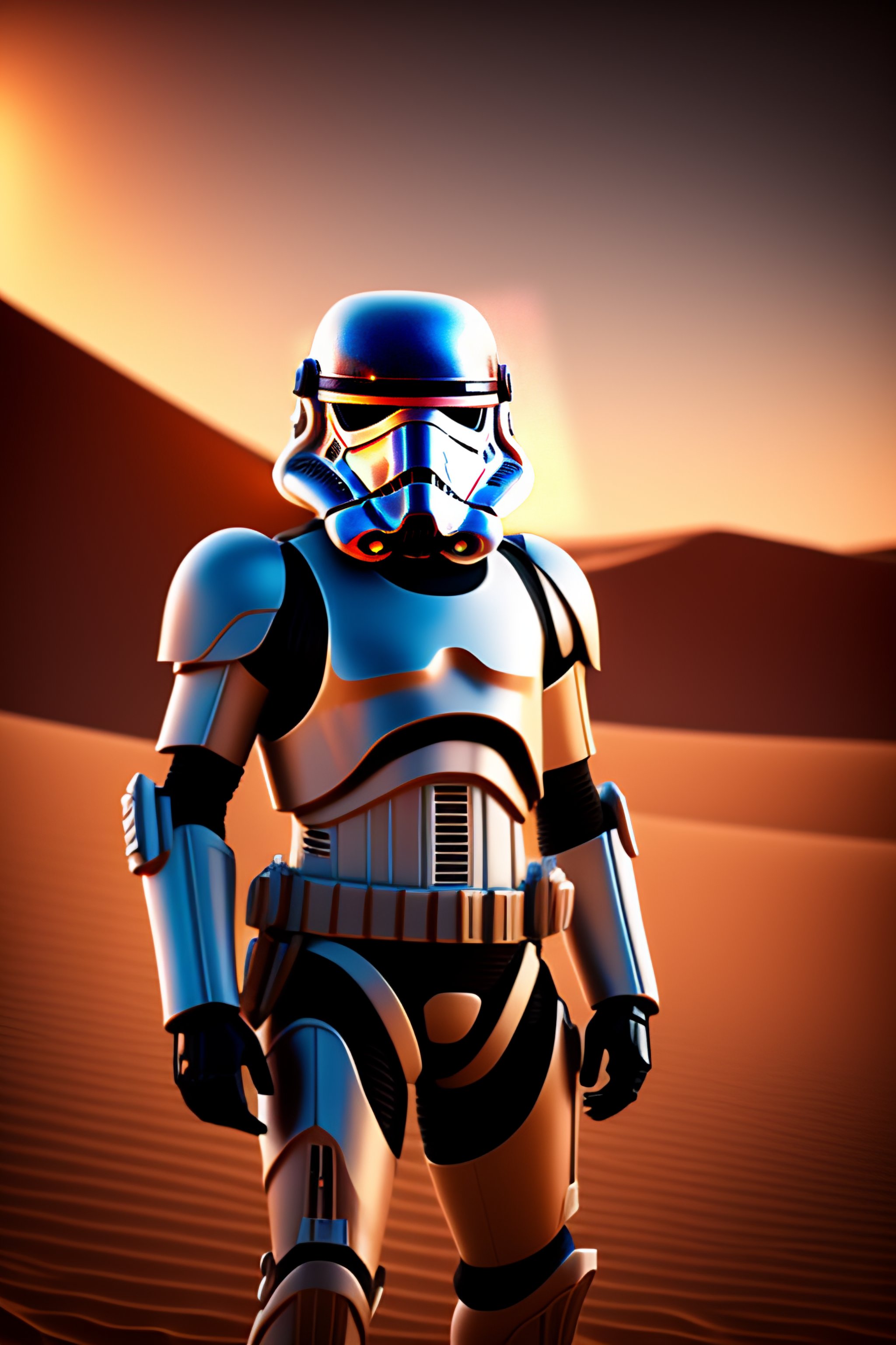 Lexica - Star Wars Stormtrooper, desert landscape , futuristic details ...