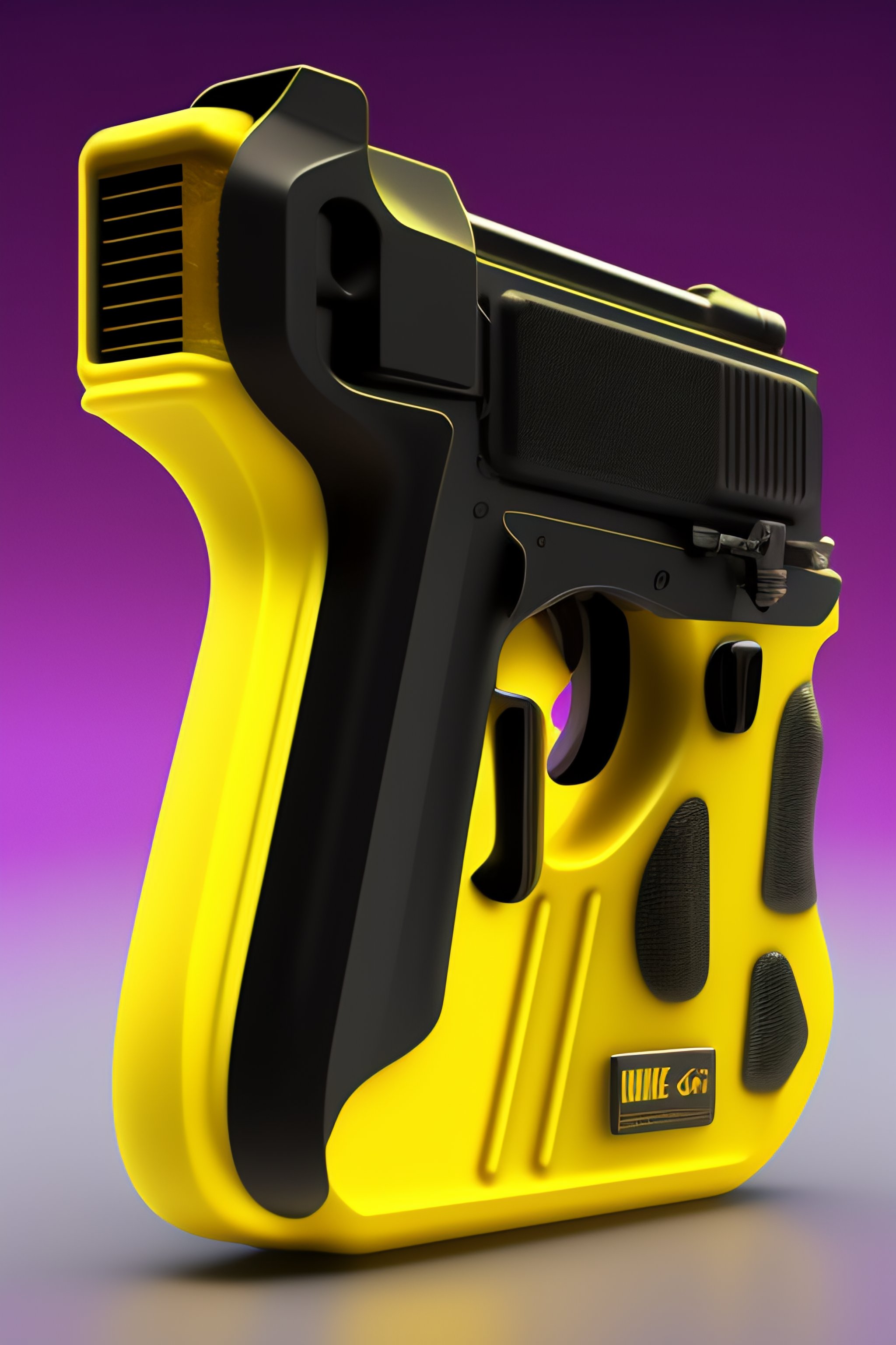 Lexica - Futuristic cyberpunk style 9mm pistol, yellow color. neon lcd ...