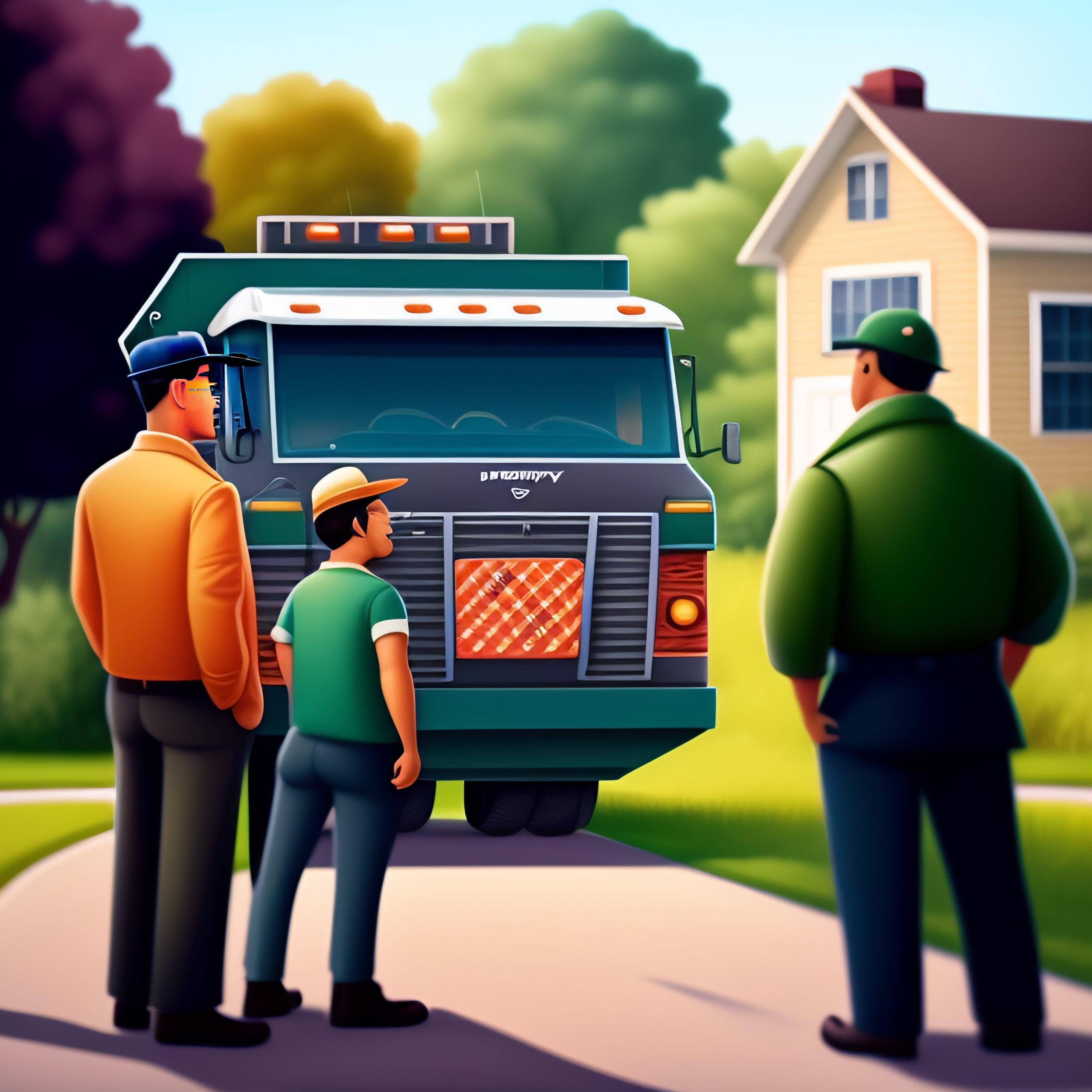 Lexica - A scene of Freddy the garbage truck stopped on the side of the ...