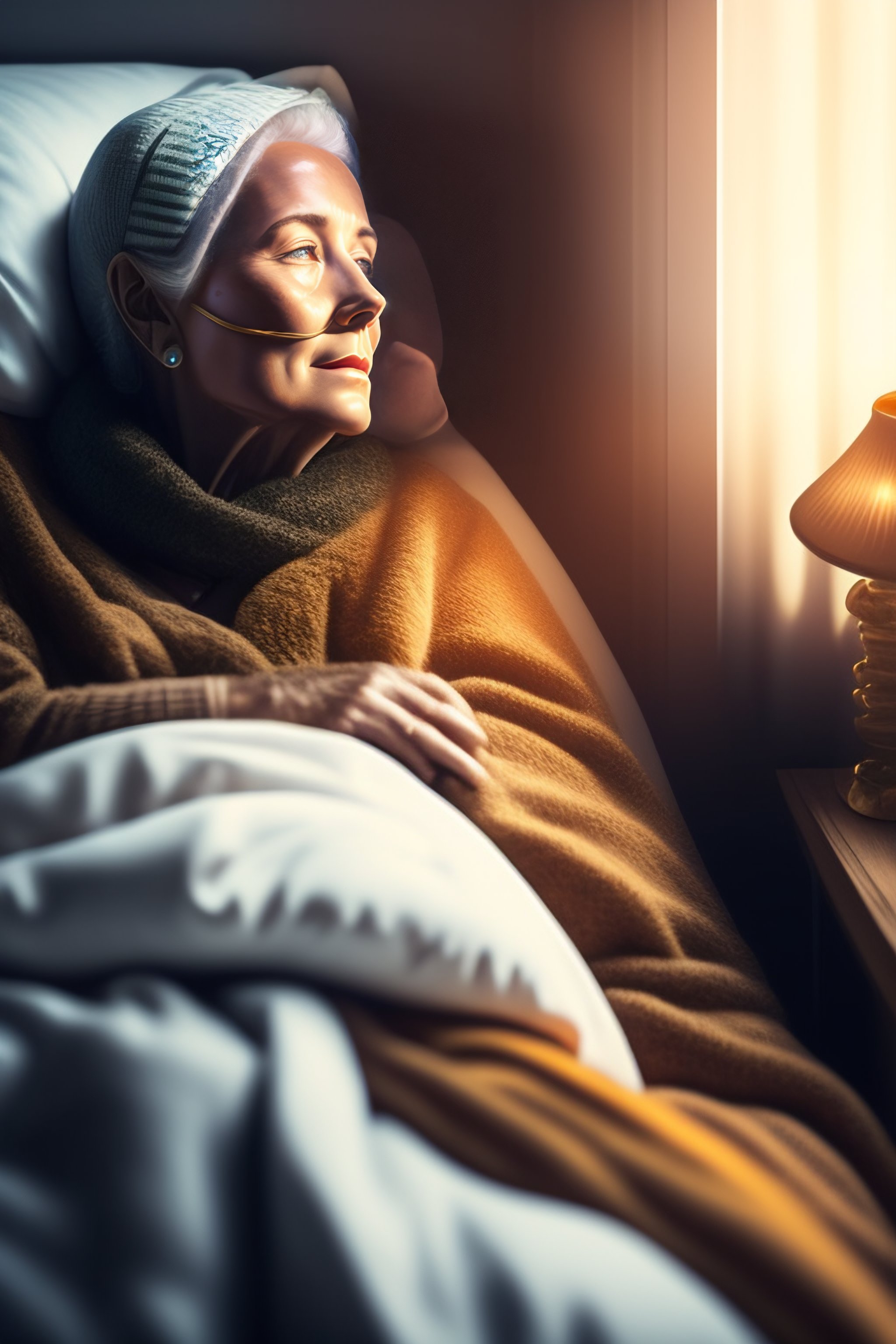 Lexica - A humanoid robot nursing the last remaining old human laying ...