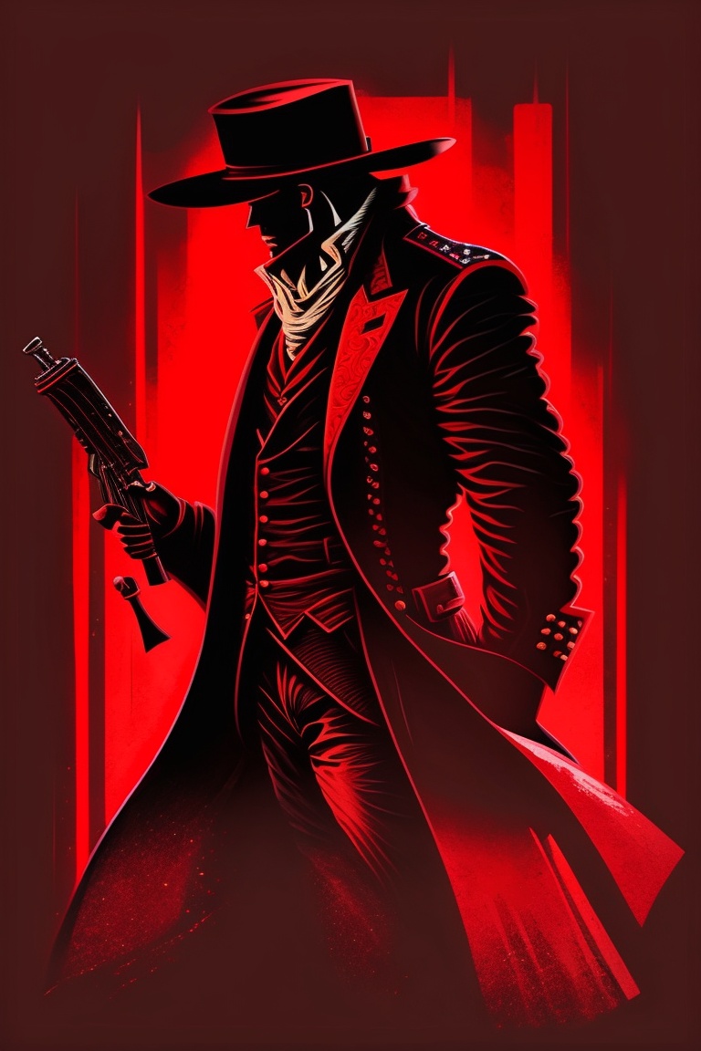 Lexica - A portrait of a gunslinger in silhouette his hand hovering ...