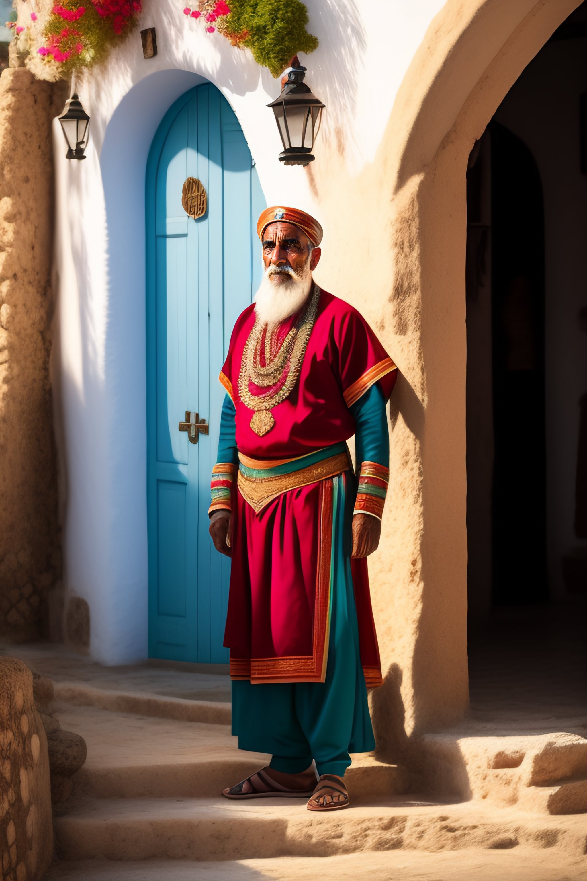 Lexica - Man in traditional vraka clothing in beautiful seaside cypriot ...