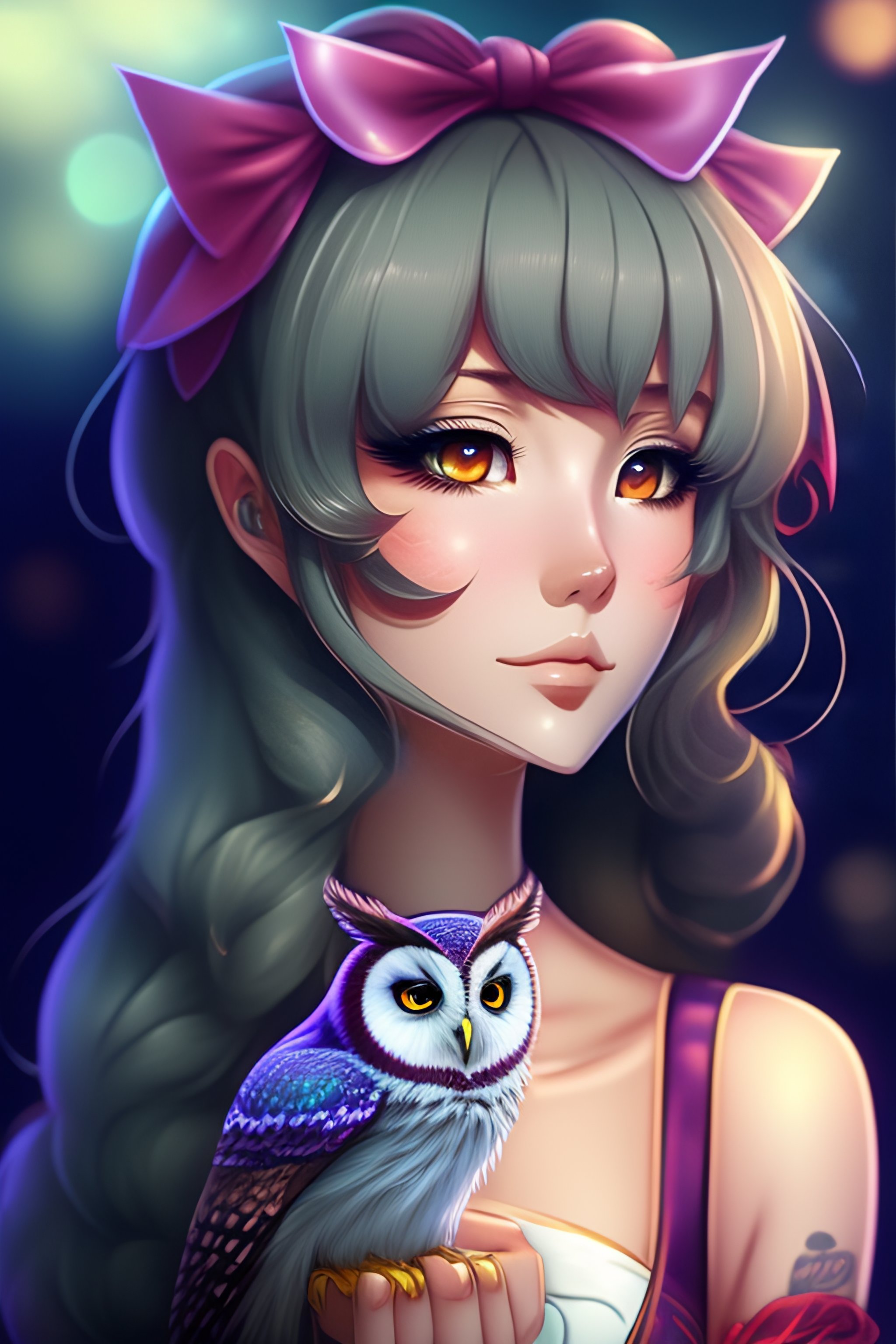 Lexica - Owl hedwiga anime style