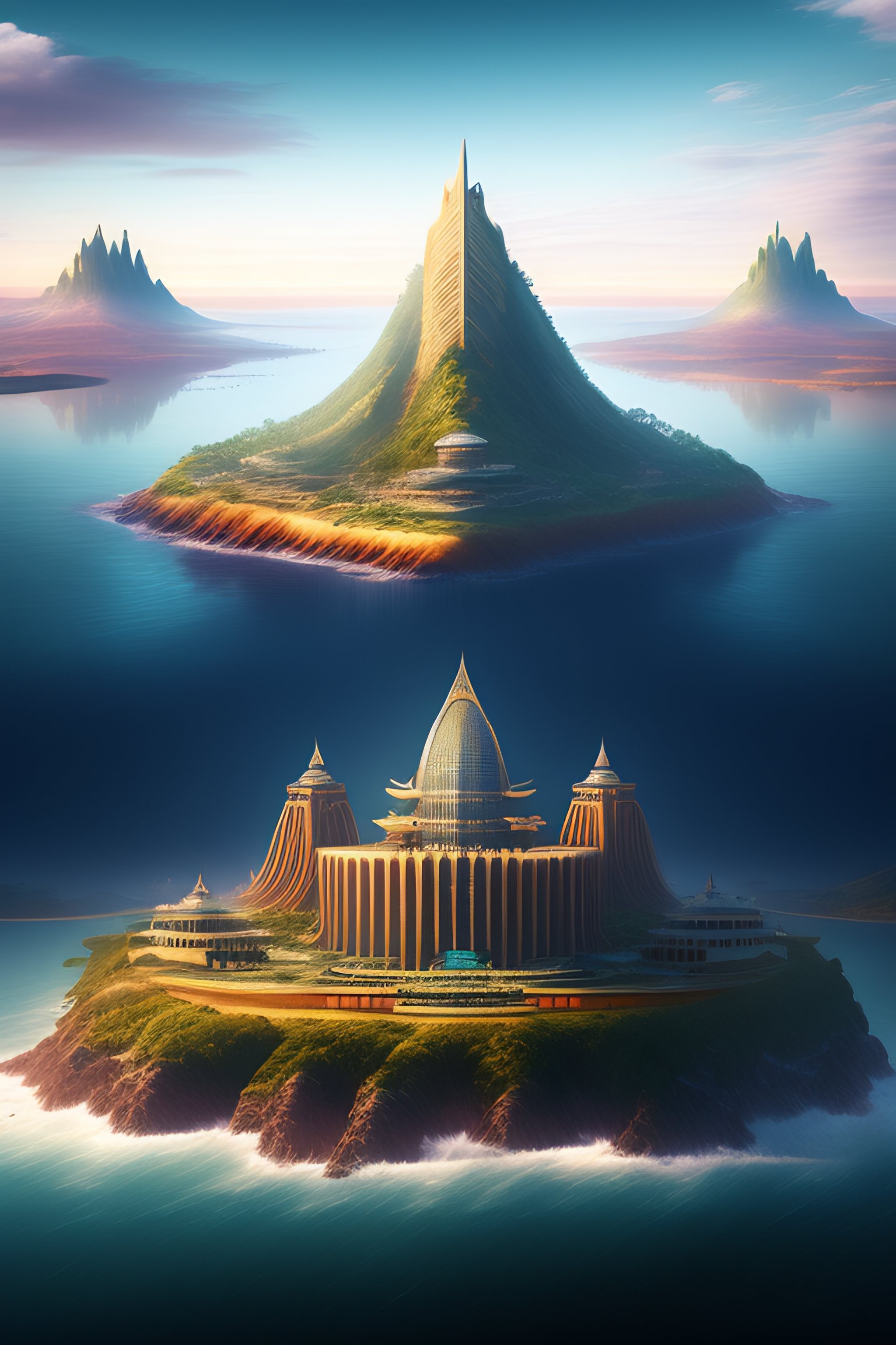 Lexica - Ancient civilization city Realistic Misty Fantasy complex high ...