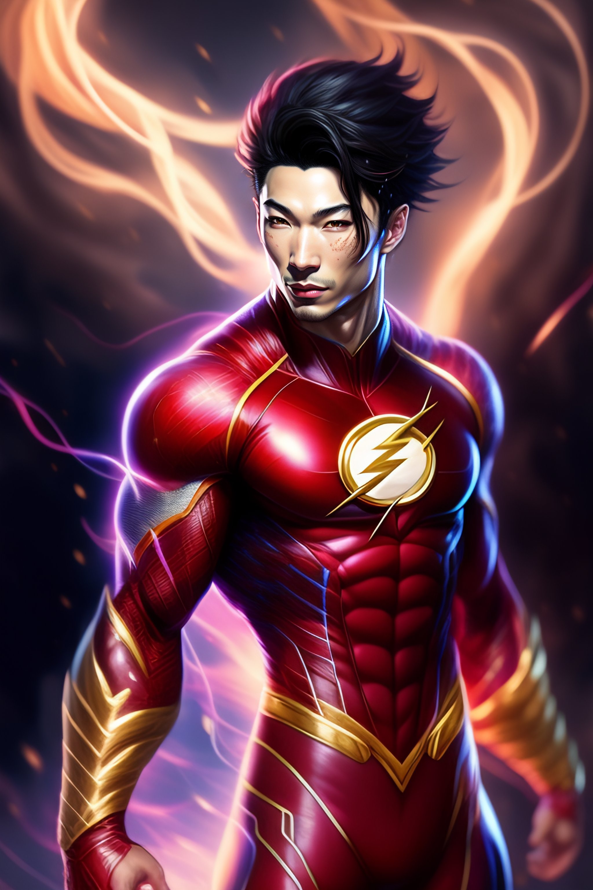 Lexica - Full body potrait of ezra miller as super muscular flash anime ...