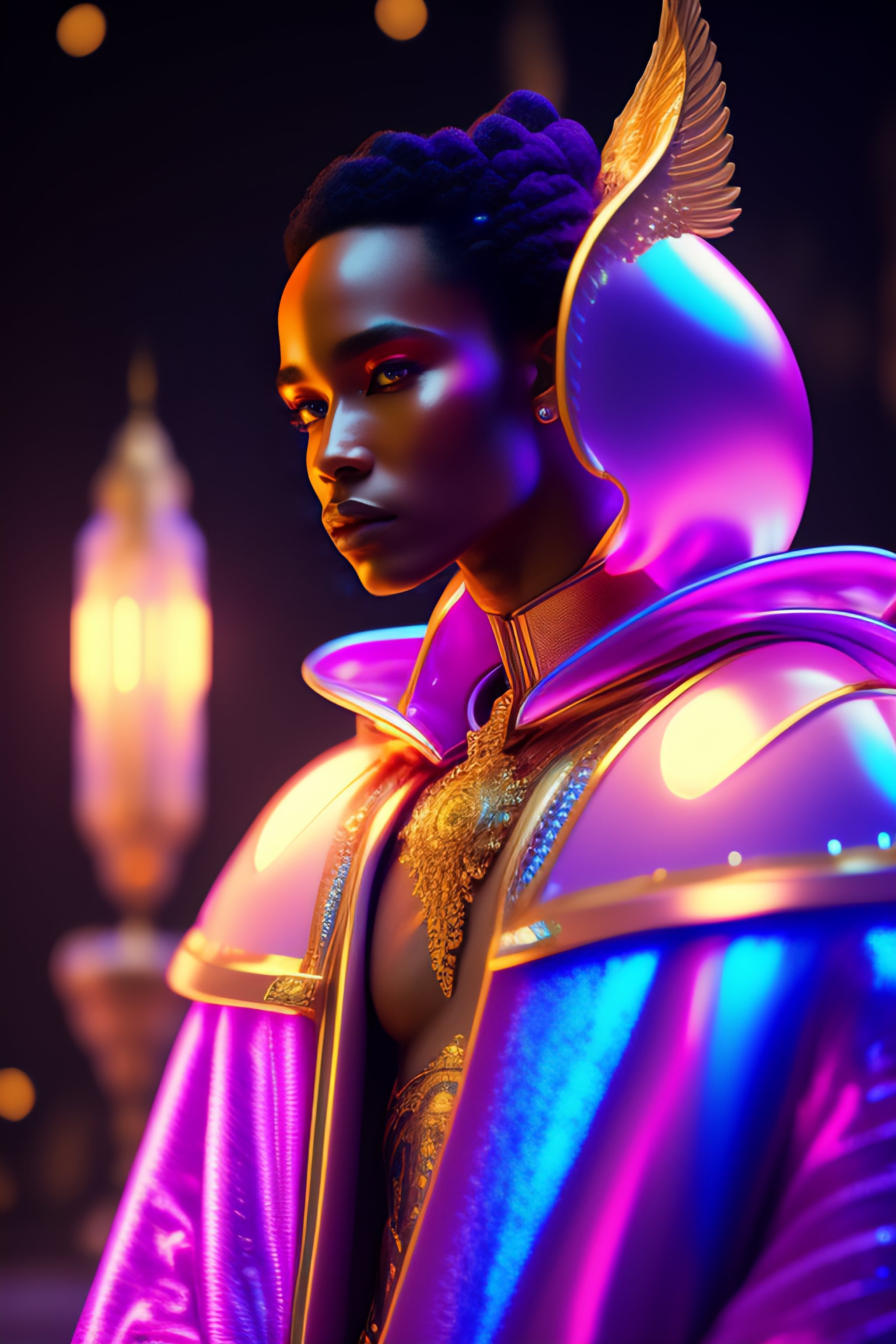 Lexica - Full-body rococo and cyberpunk delicate neon crystalline ...