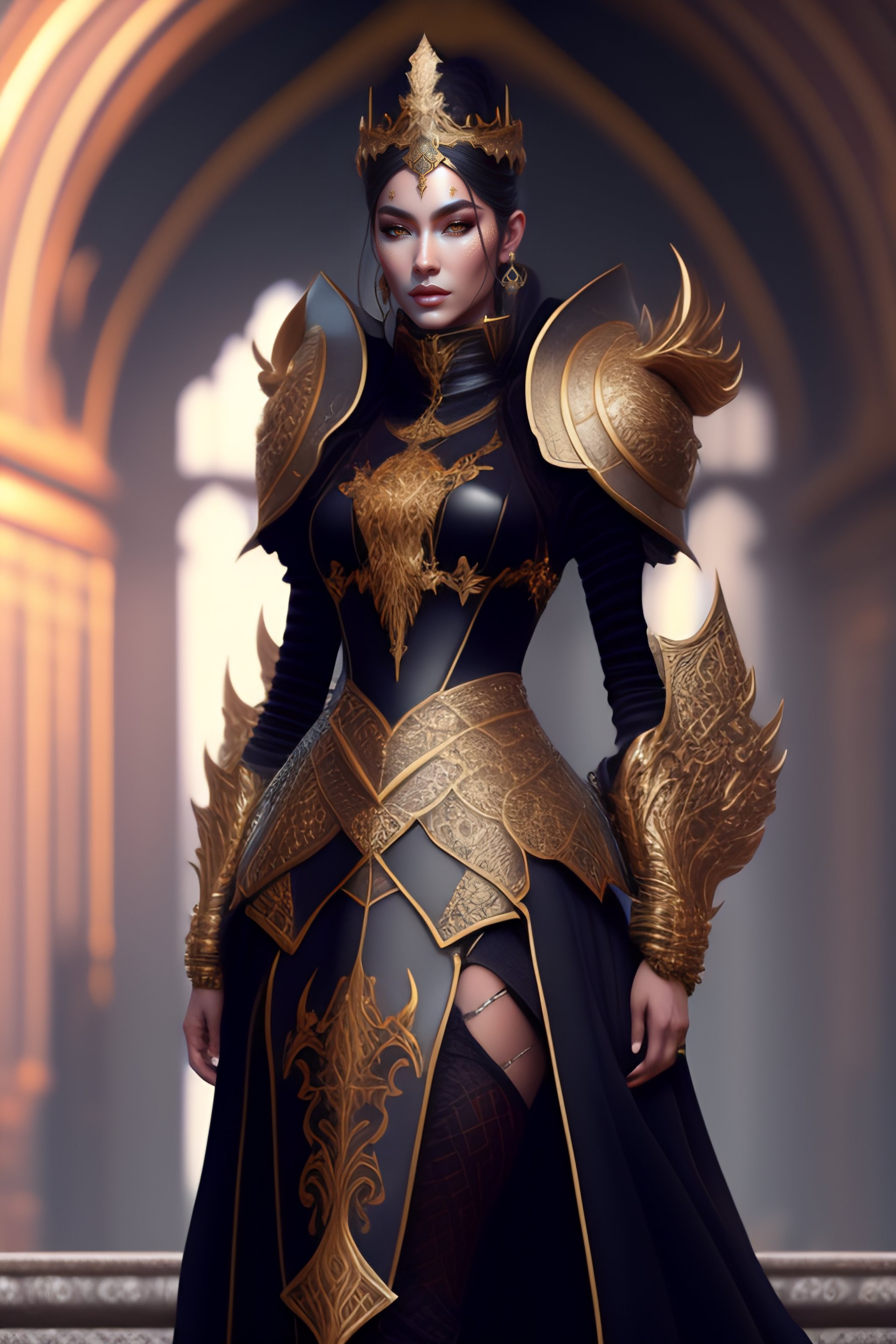 Lexica - Full body gothic queen wearing ornate filigree armor by stanley artgerm lau, greg ...