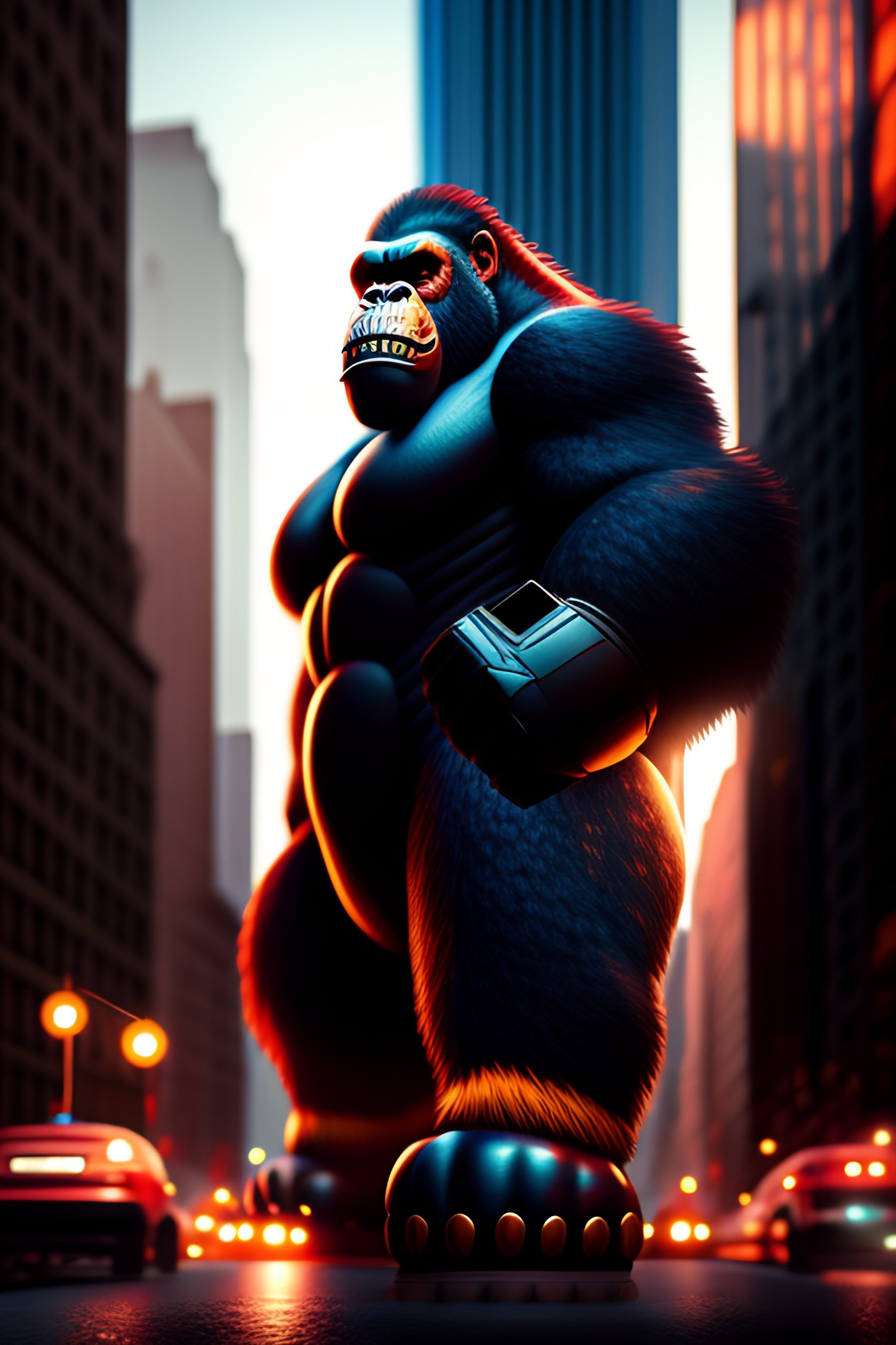 Lexica - King kong terrorizing the streets of new york city, by artgerm ...