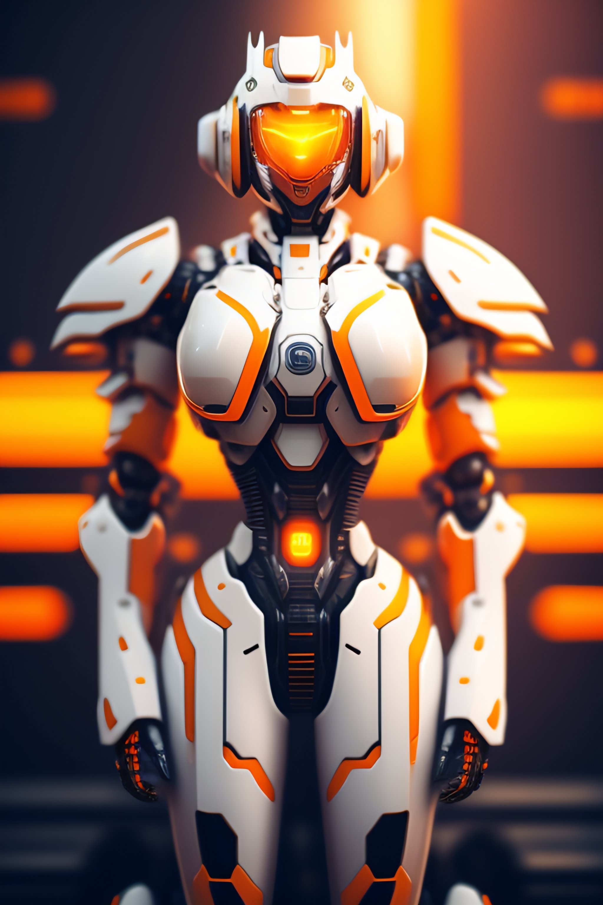 Lexica - White and orange symmetrical design color, futuristic mecha ...