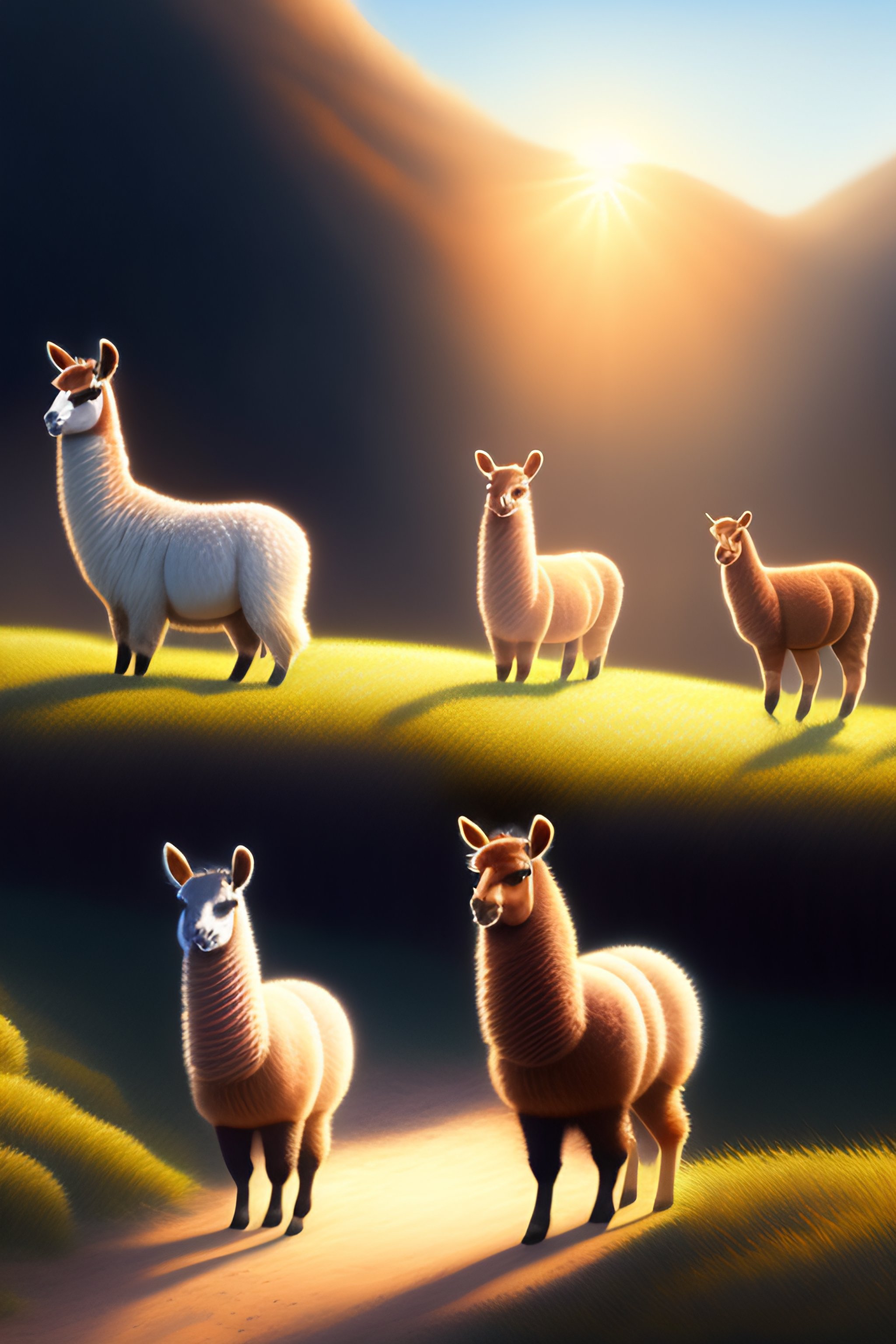 Lexica - Happy Alpacas filling the screen, by disney concept artists ...
