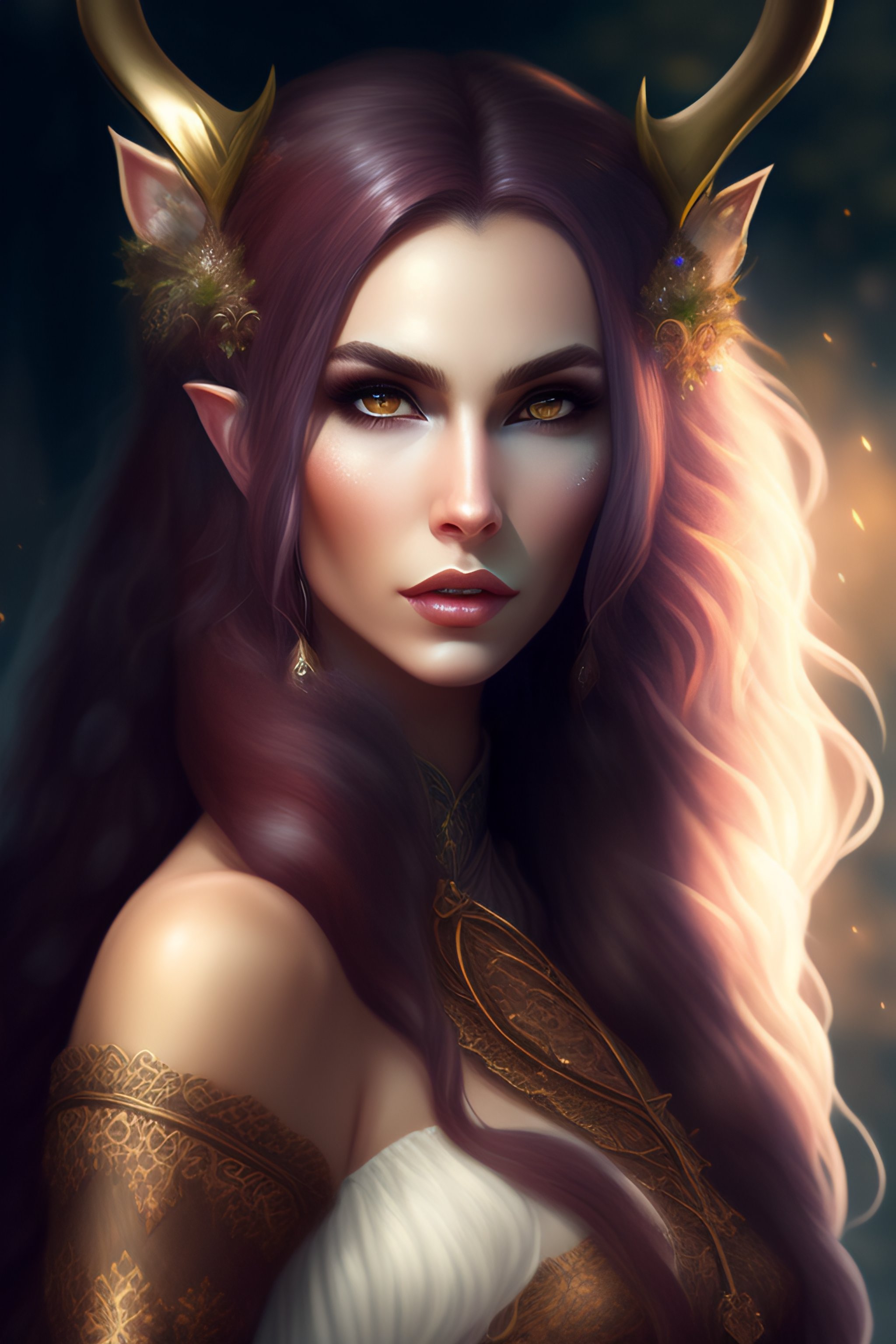 Lexica - Woman with long rosette hair, cubby, long skinny face, big ...