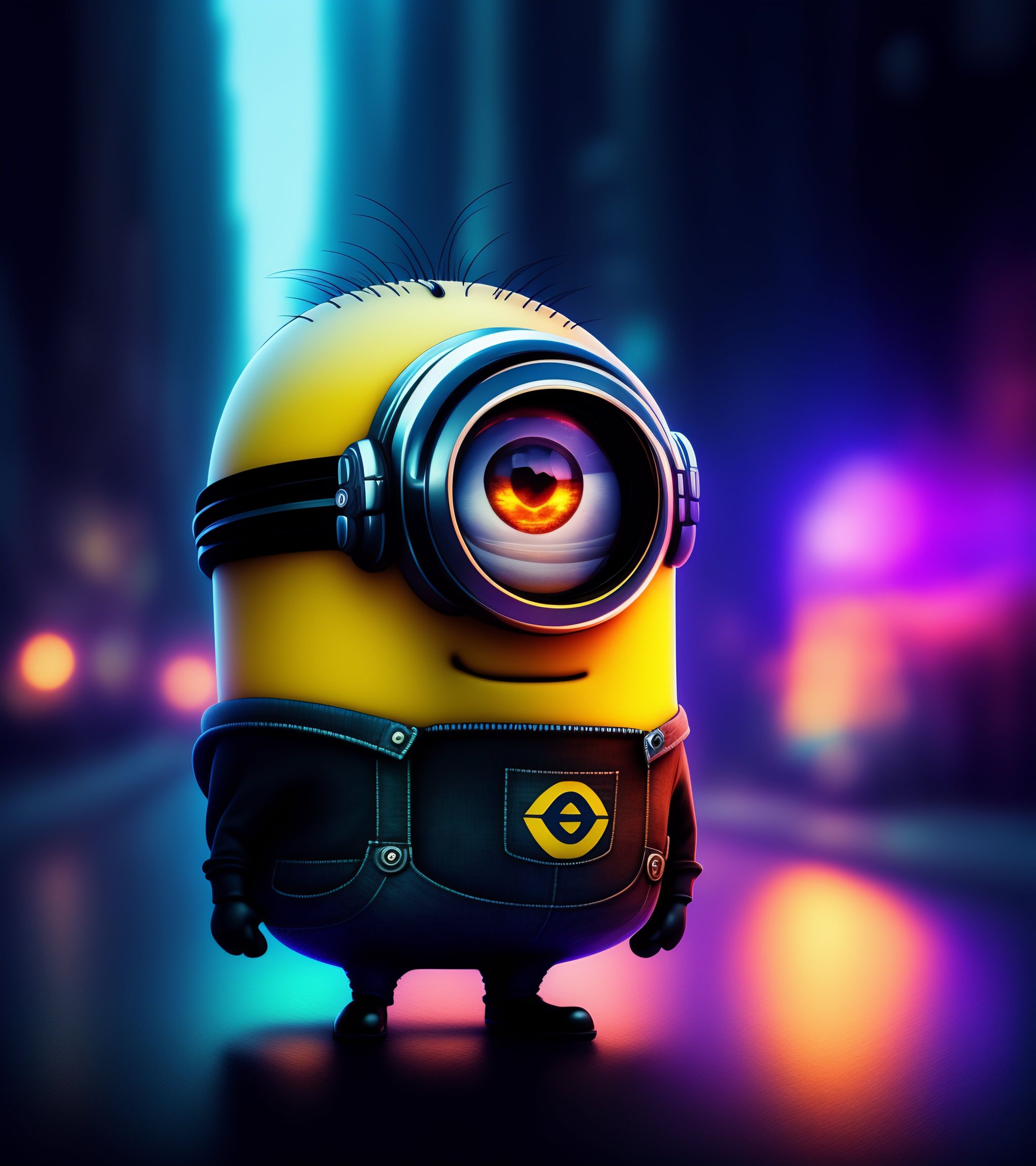 Lexica - Minion in night cyberpunk city