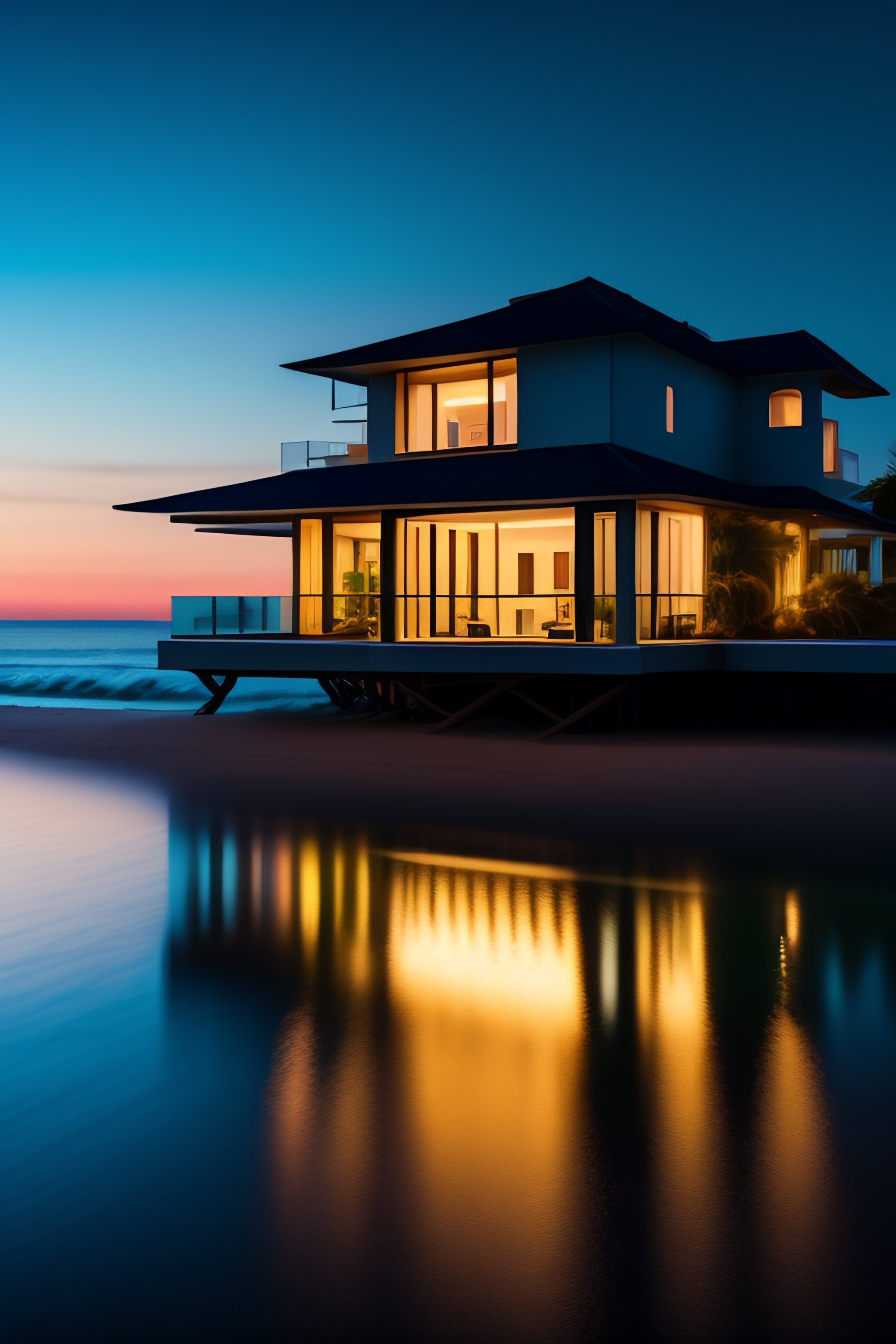 Lexica - House on ocean at night